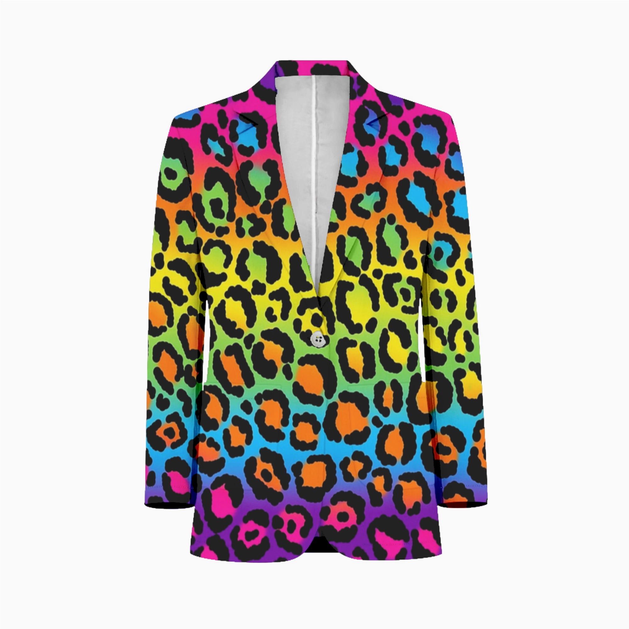 Rainbow Leopard Print Mens Suits Shawl Collar Slim Fit Suit Mens Groom ...