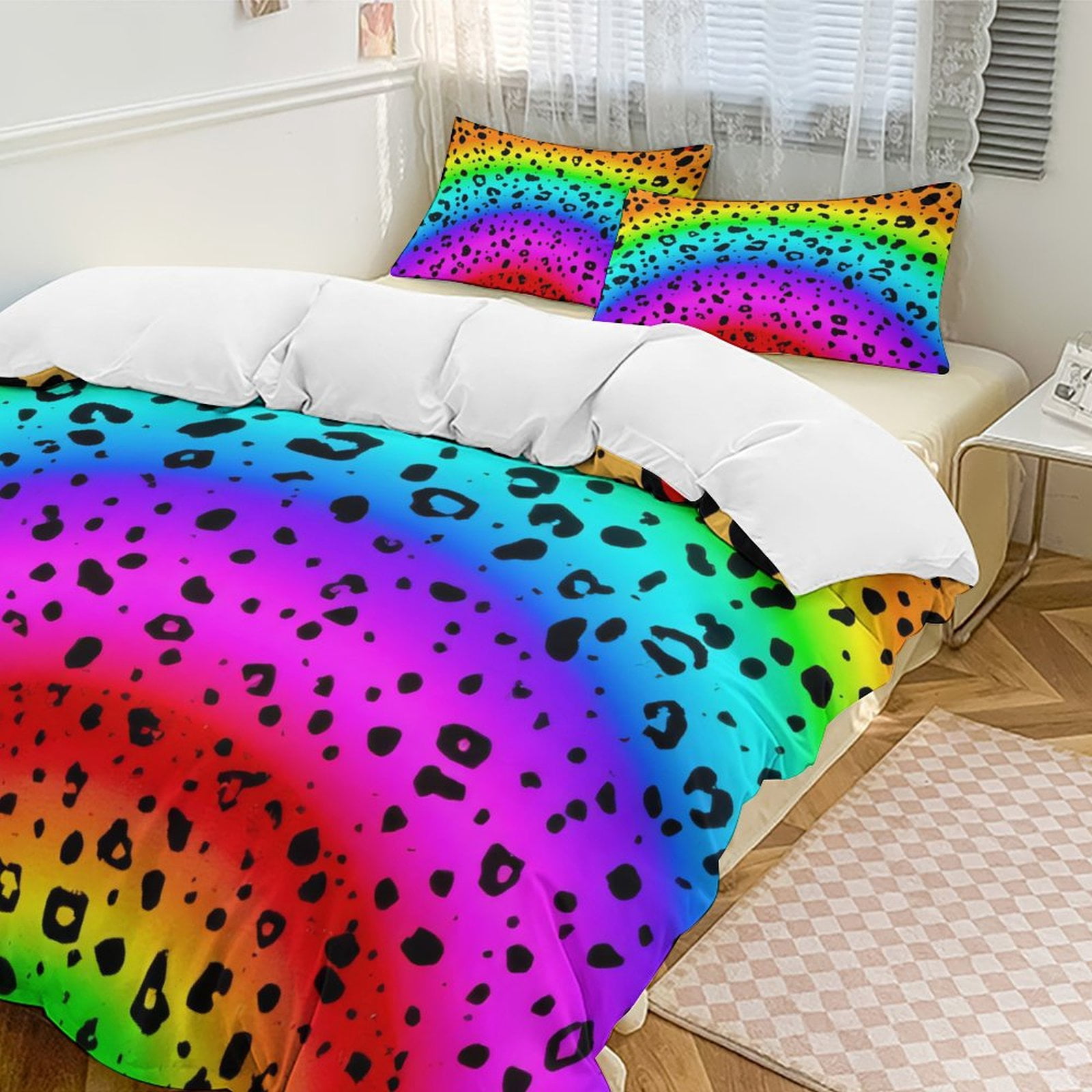 Rainbow Leopard Print Pattern 3D Duvet Cover Set Quilt Cover Theme of ...