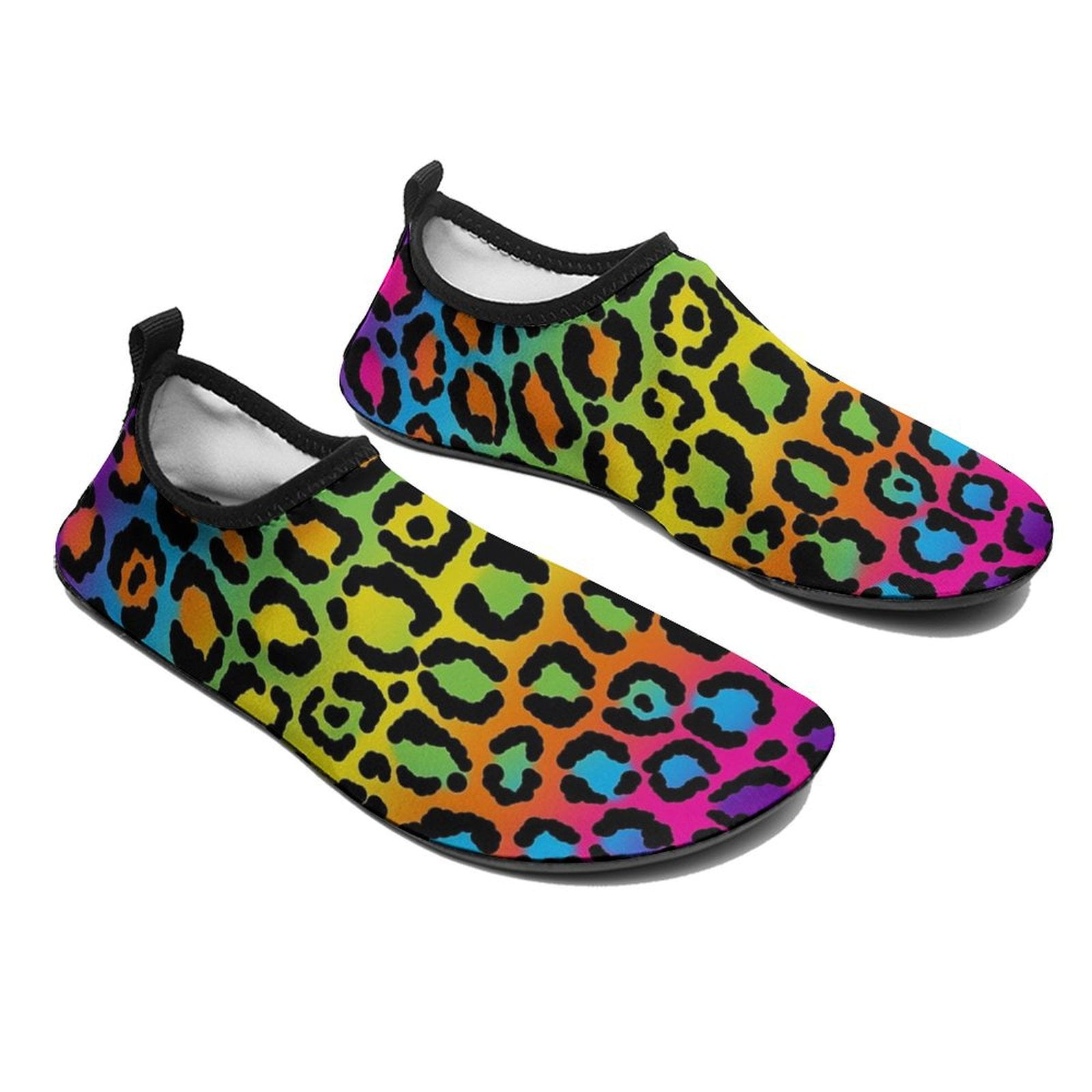 Rainbow Leopard Print Water Shoes Beach Slip-on Shoes for Men Women ...