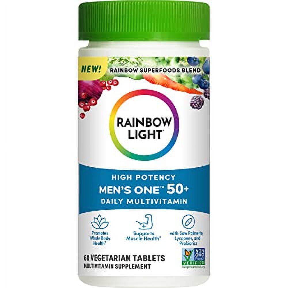 Rainbow Light Mens One 50+ High Potency Daily Multivitamin, Vegetarian ...