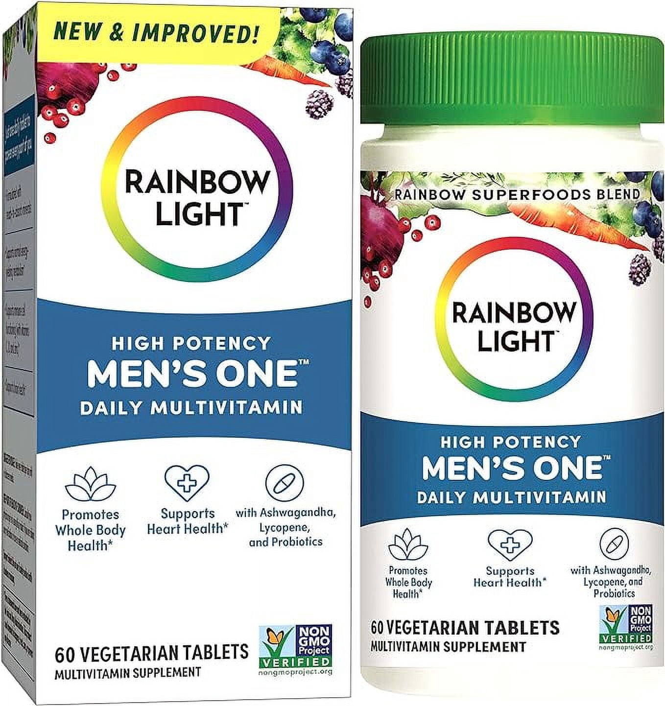 Rainbow Light Multivitamin for Men, Vitamin C, D & Zinc, Probiotics ...