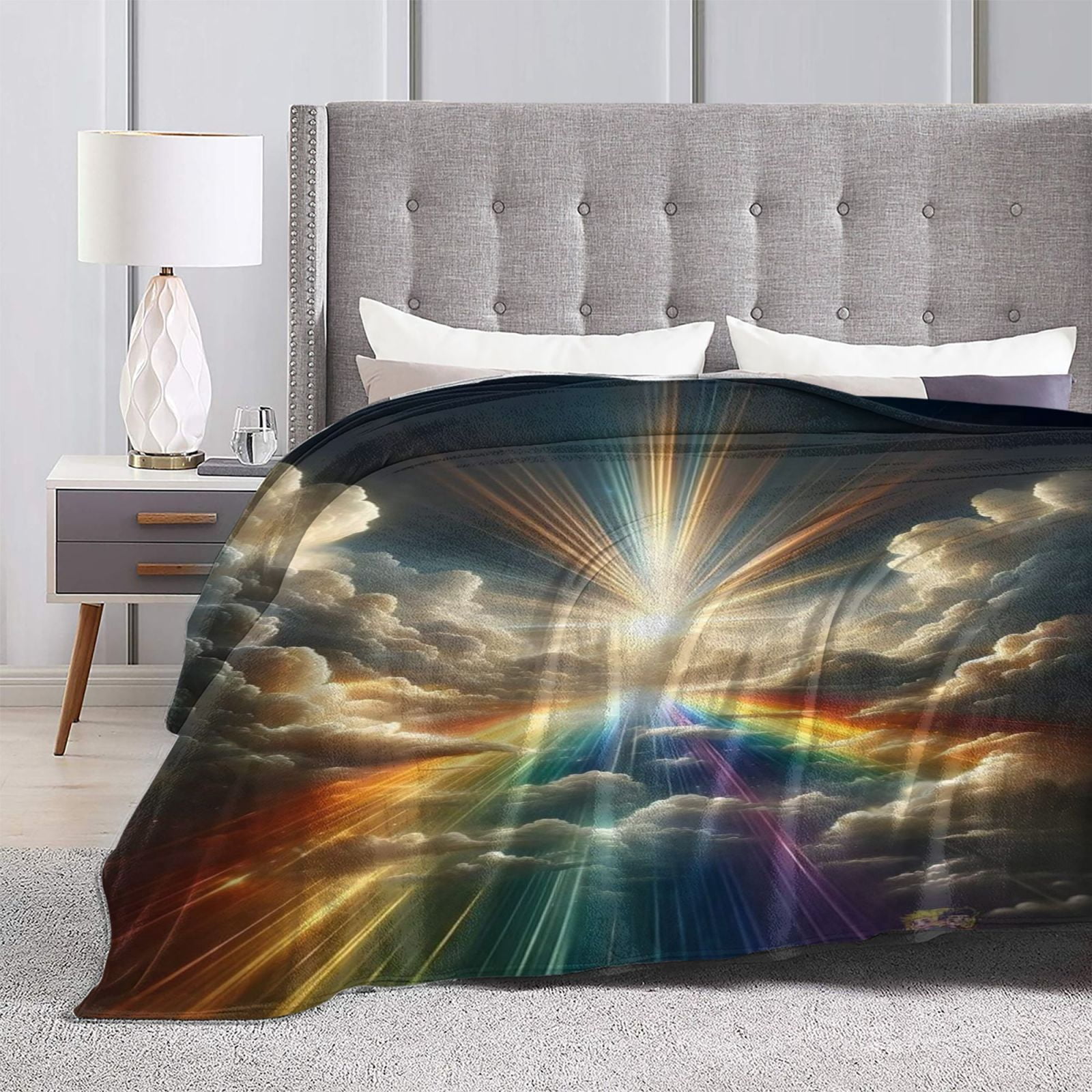 Rainbow Light Path Anime-Themed Flannel Blanket - Vibrant Rainbow ...