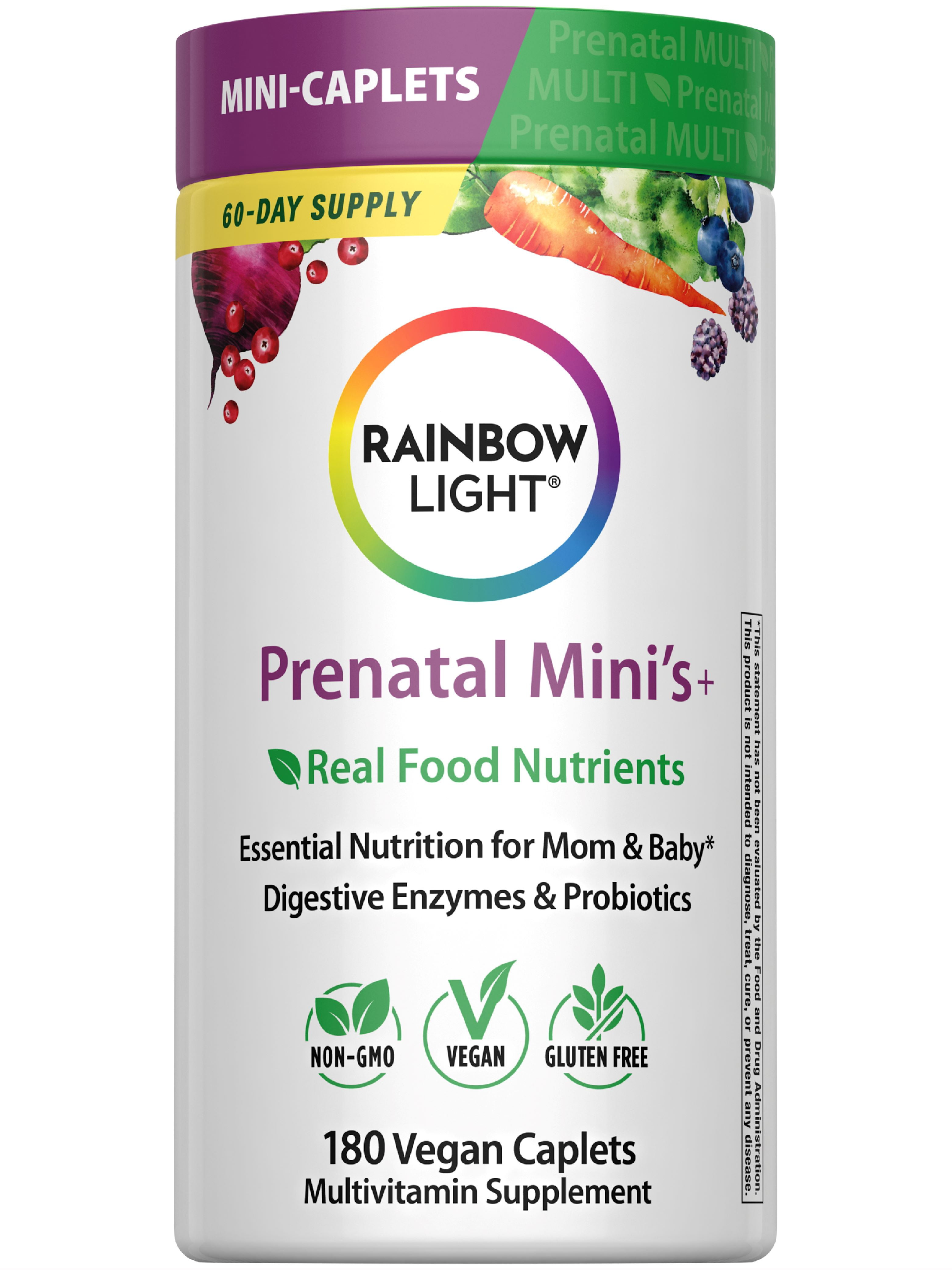 Prenatal Mini's Multivitamin Plus Superfoods & Probiotics | 180 Vegan ...