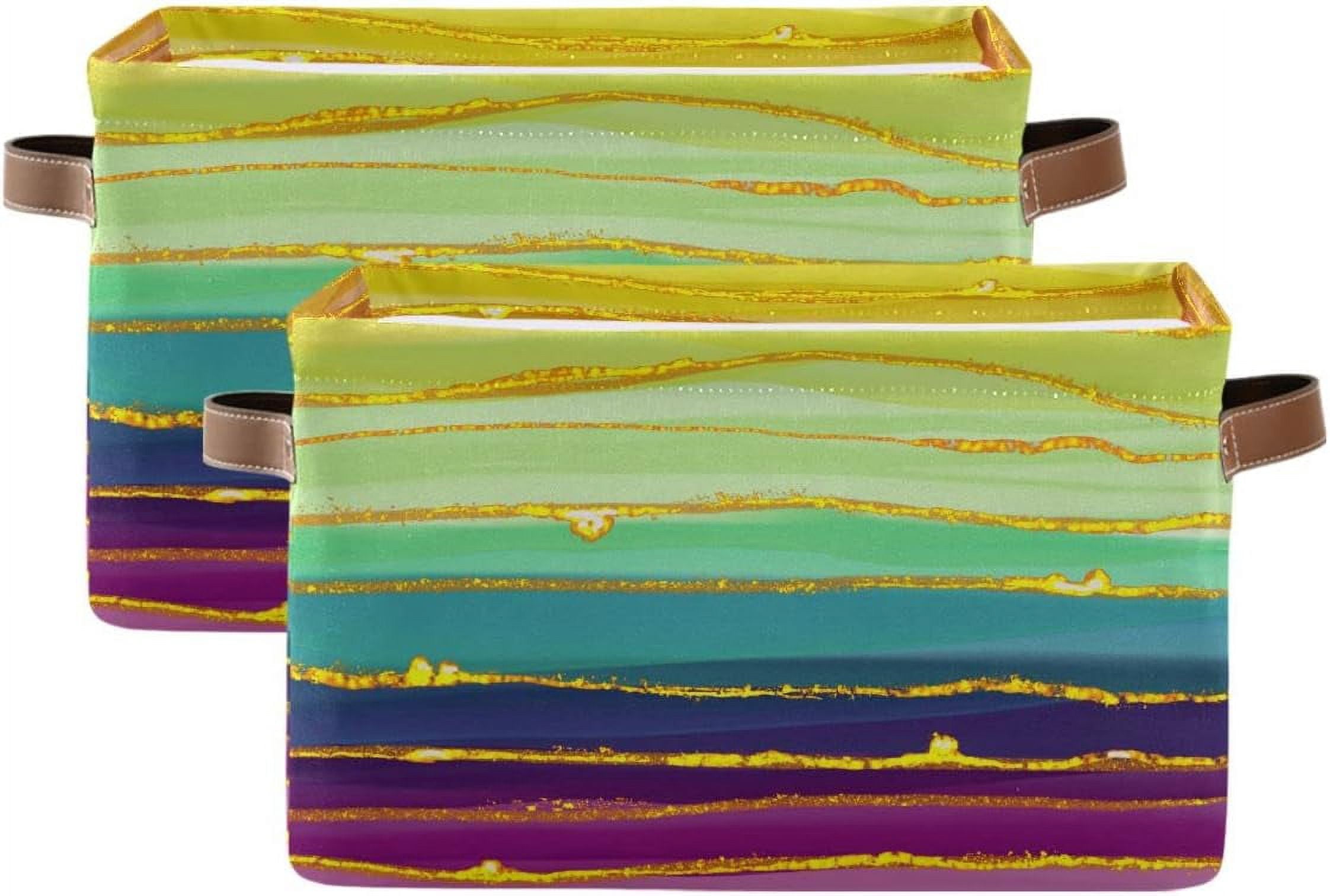 Rainbow Line Abstract Square Storage Basket Storage Bins Canvas Storage ...