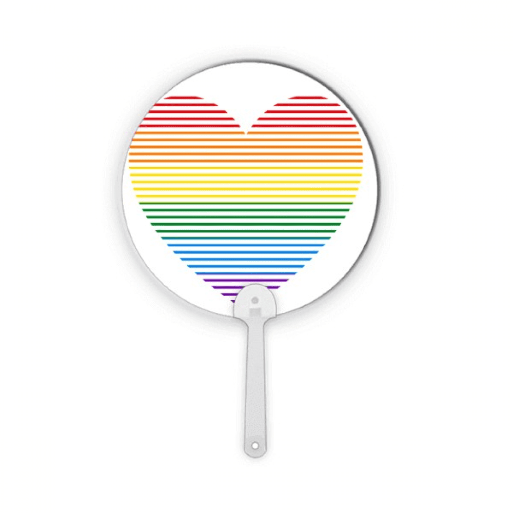Rainbow Lined Heart LGBT Plastic Round Handheld Fan Decorations Craft ...