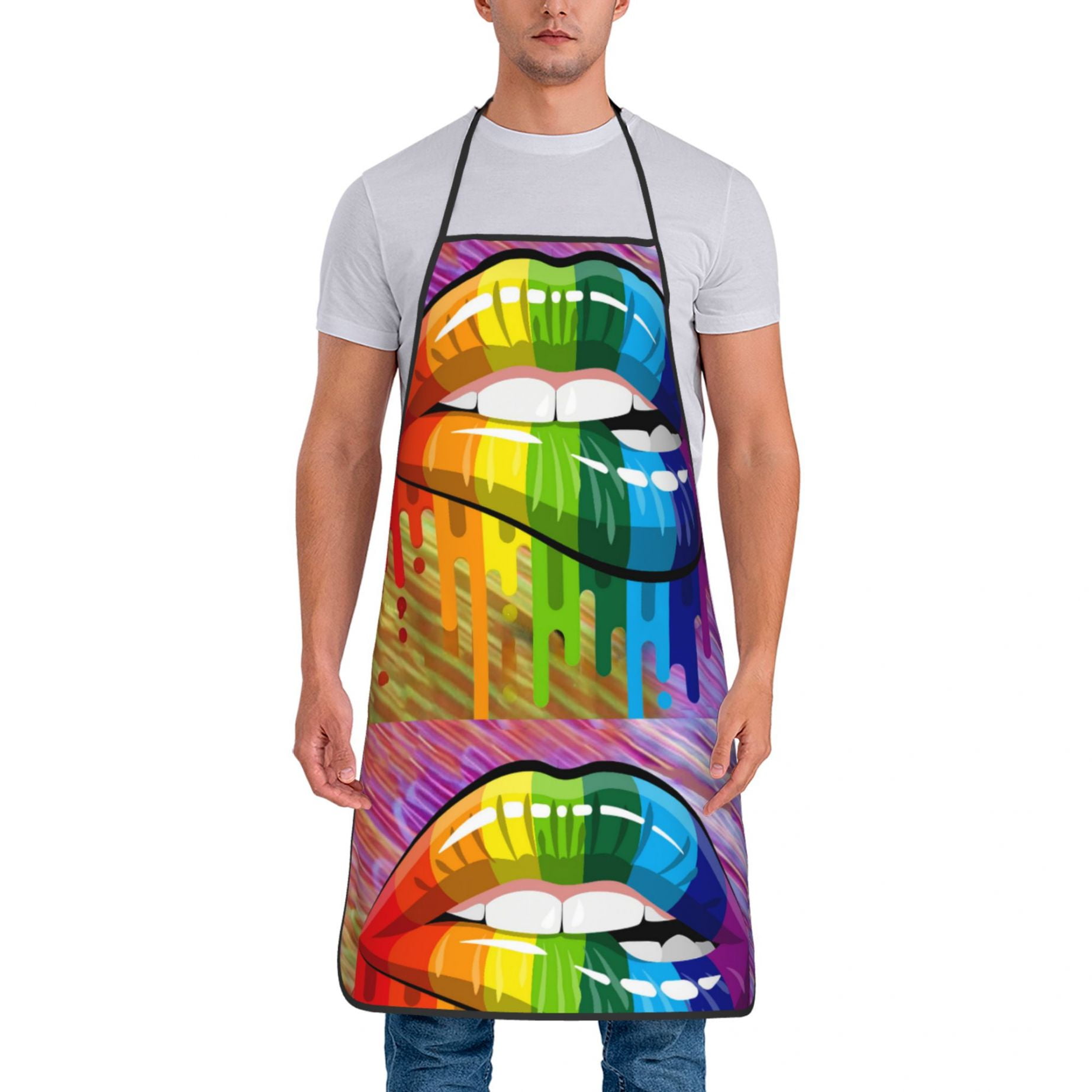 Rainbow Lips Gay Pride LGBT Aprons for Women Men Waterproof Apron ...