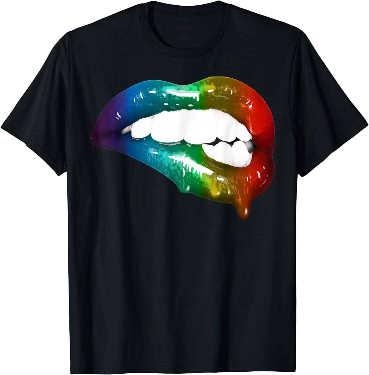 Rainbow Lips Shirt | Cute Artful Make-up Addicts Tee Gift - Walmart.com