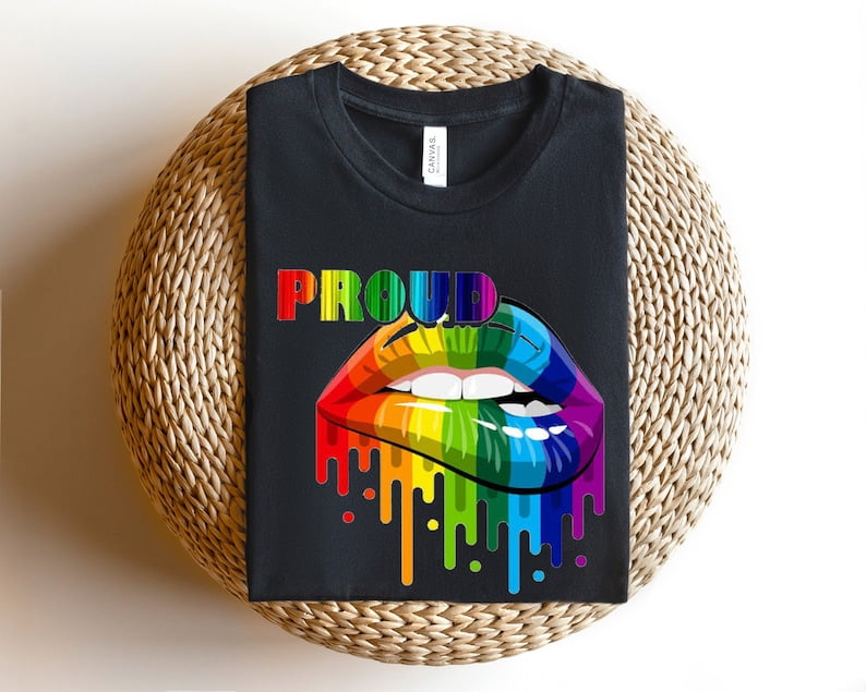 Rainbow Lips T-Shirt, LGBTQ+ Pride Lips Graphic Tee, Colorful Lips ...