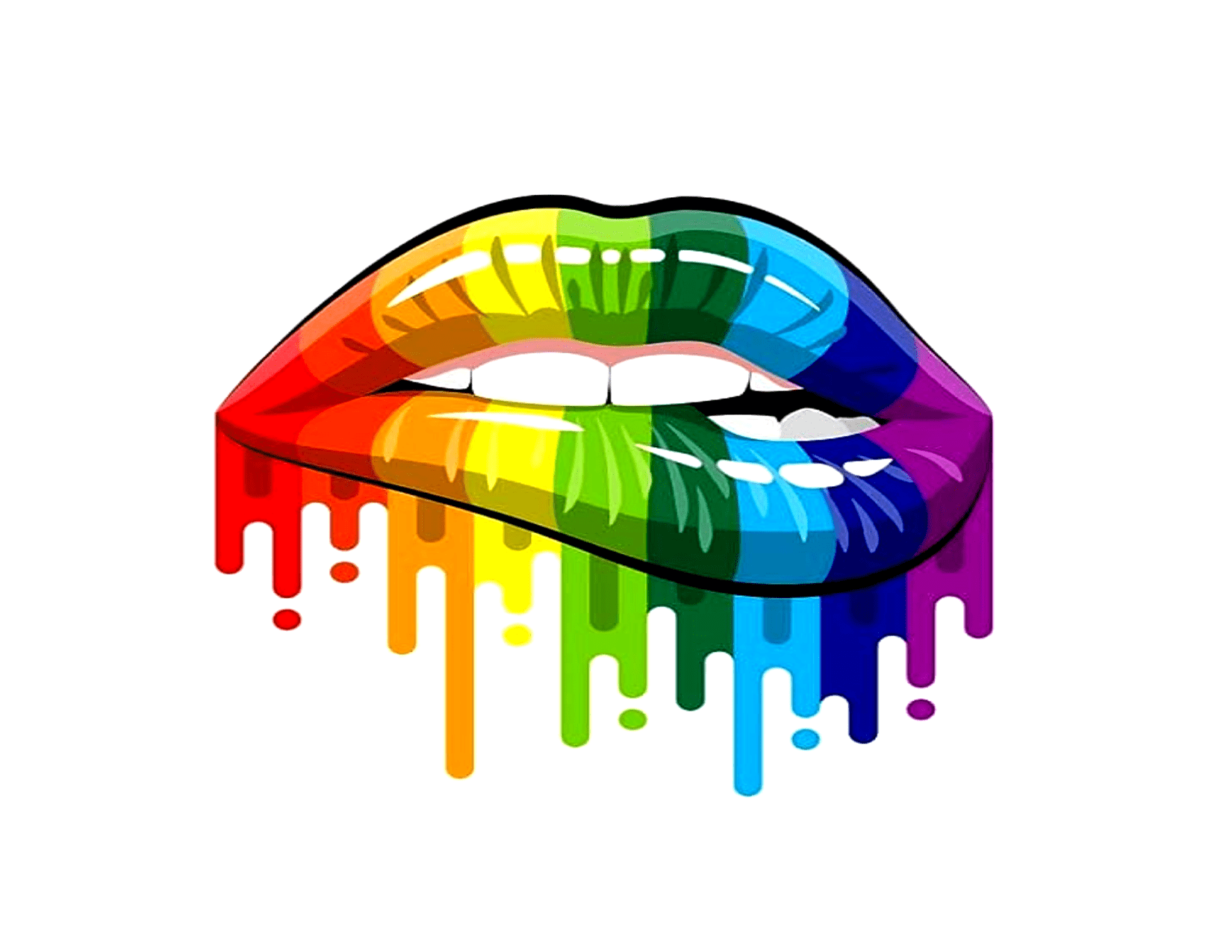 Rainbow Lips with drip Edible Cake Topper 8" Round - Walmart.com