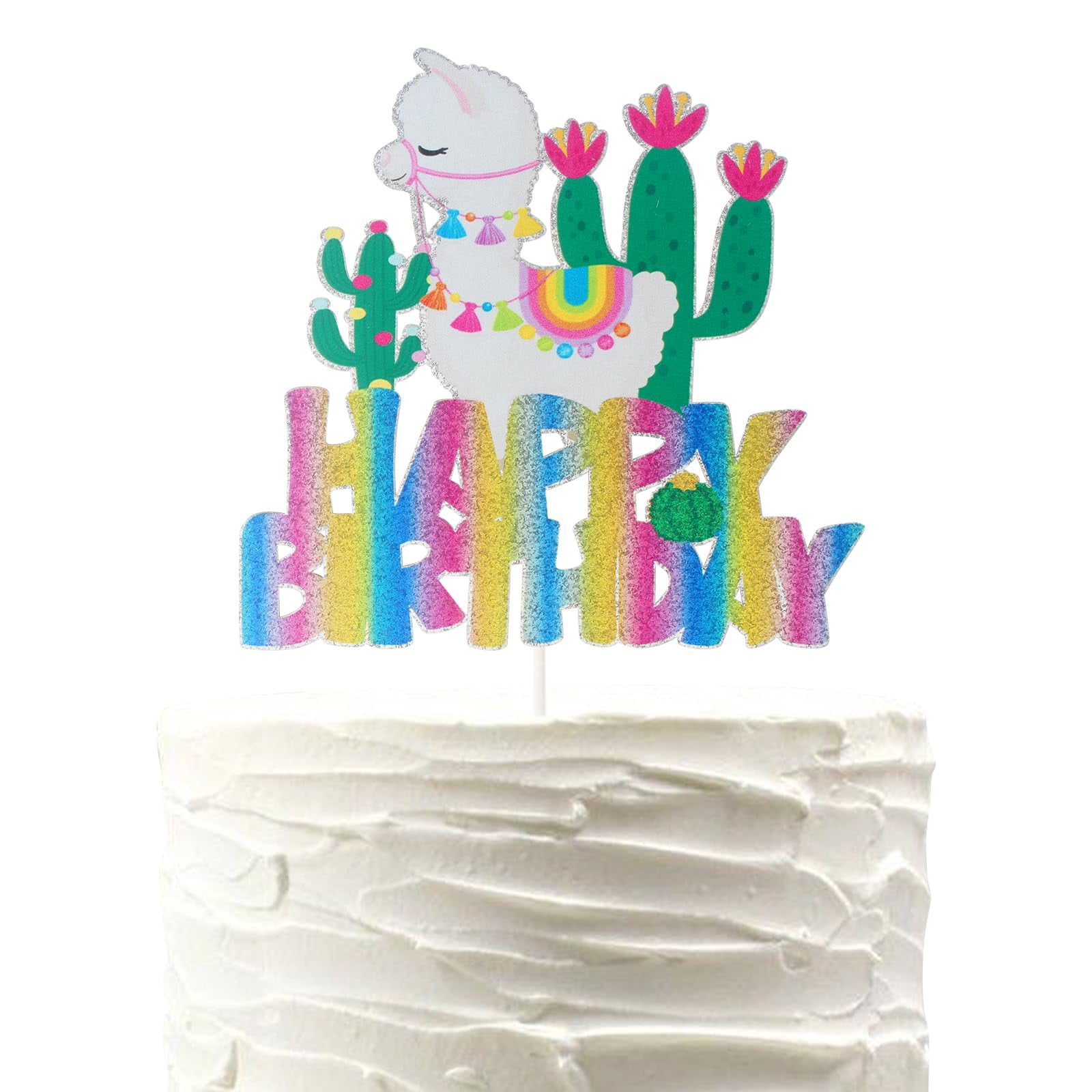 Rainbow Llama Happy TWE5 Birthday Cake Topper,Mexican Alpaca Fiesta ...