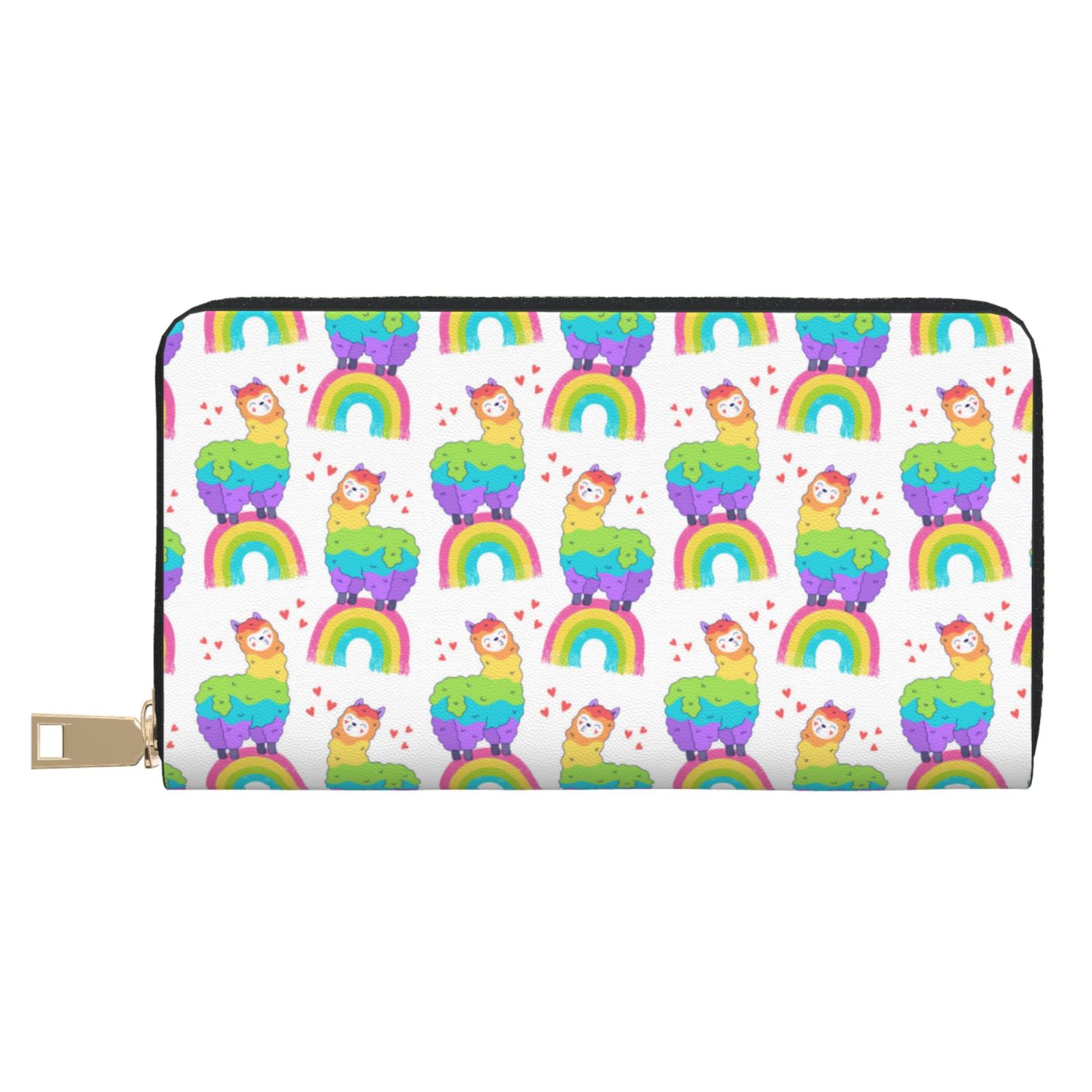 Rainbow Llama Wallet Women, Leather Bifold Multi Card Wallet, Women's ...