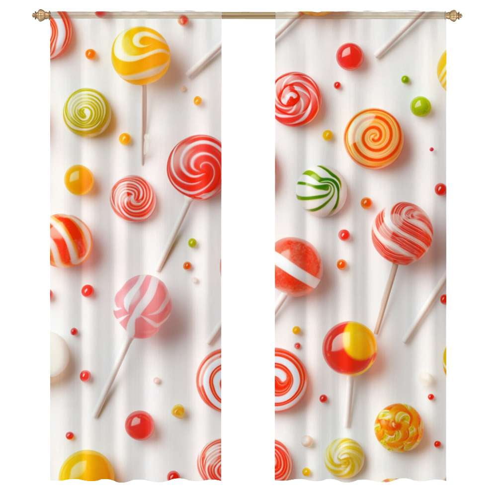 Rainbow Lollipop Modern Tulle Window Curtains for Living Room Luxury ...