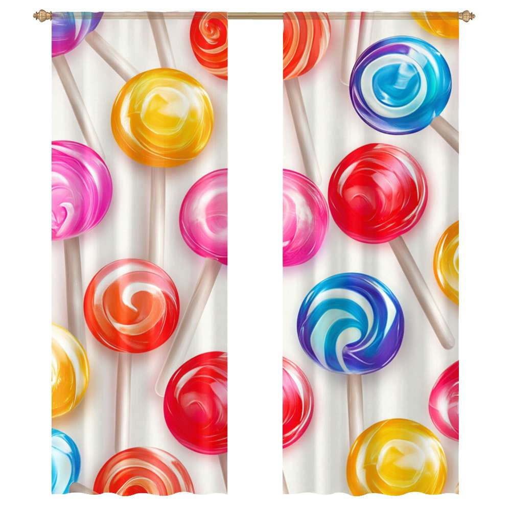 Rainbow Lollipop Sheer Voile Curtain Window Tulle Curtains For Living ...