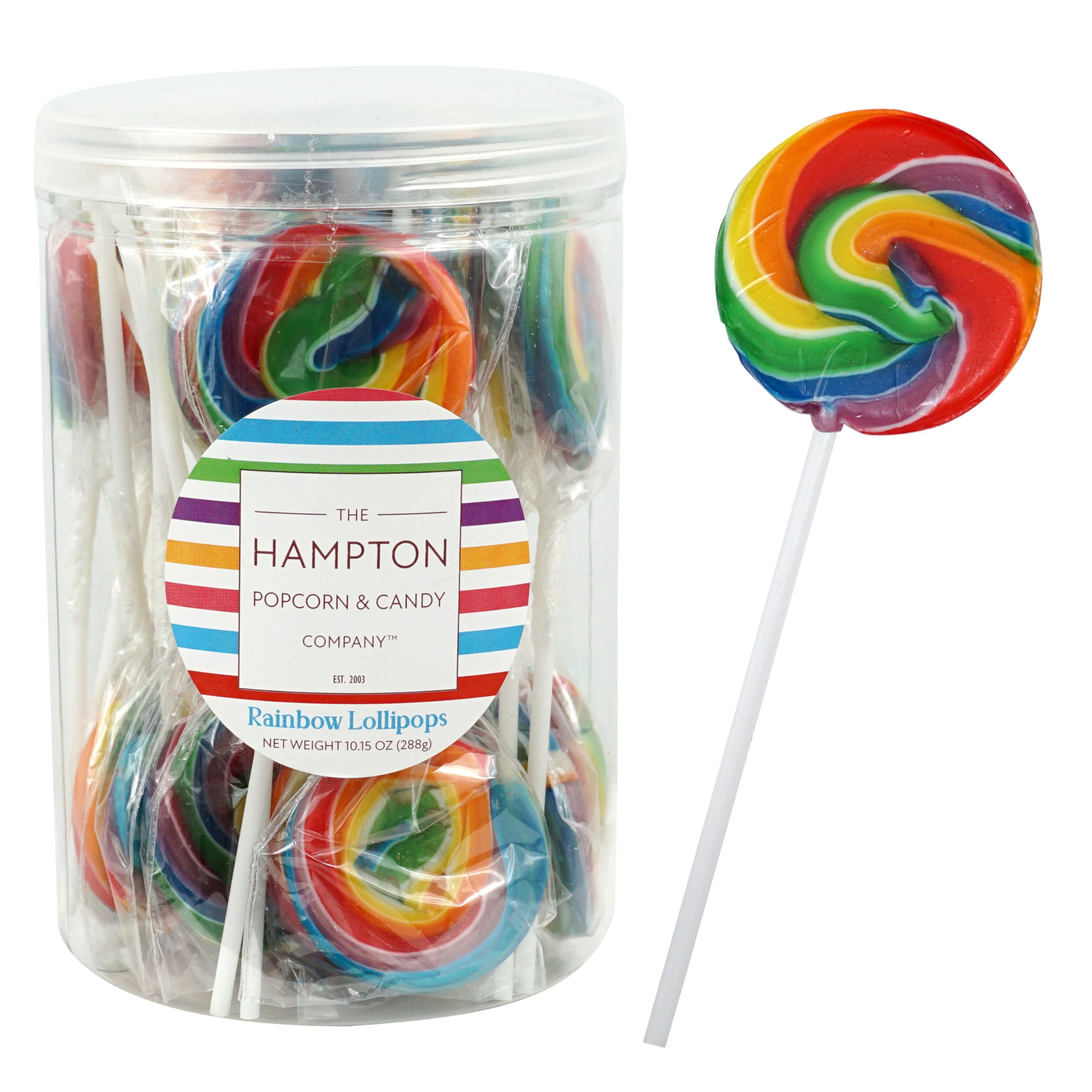 Rainbow Lollipops, 24 Pack, BCF26 Swirl Lollipops, Individually Wrapped ...