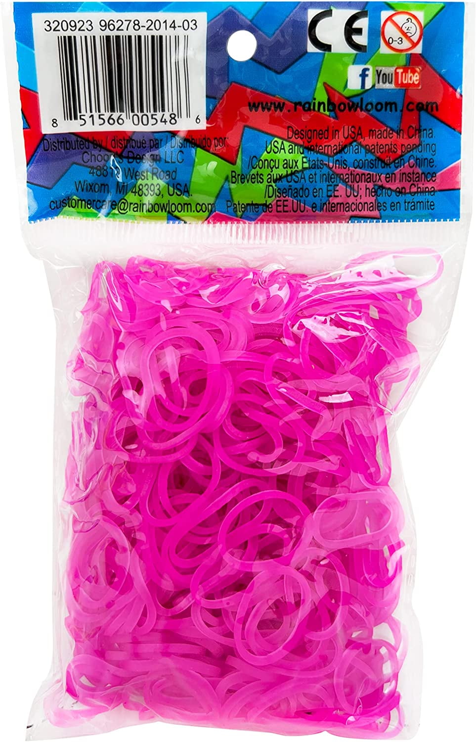 Rainbow Loom® Jelly Collection: Rose/Violet Red Rubber Bands with 24 C ...