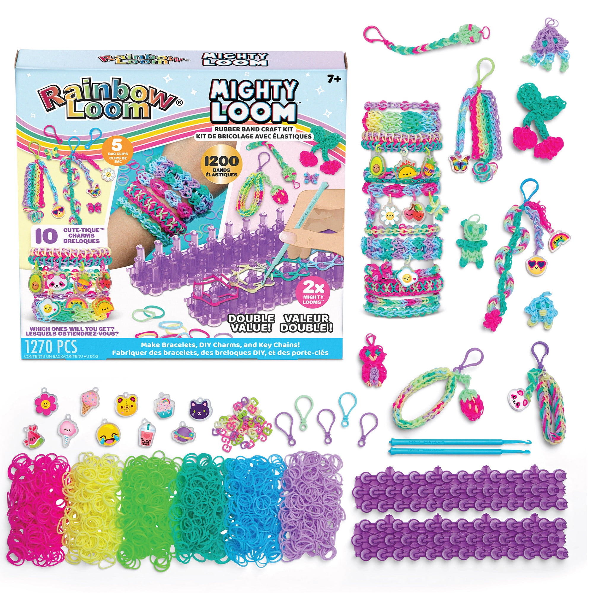 Rainbow Loom: Mighty Loom - 1200+ Piece Rubber Band Bracelet Making Kit, Craft DIY Jewelry ...