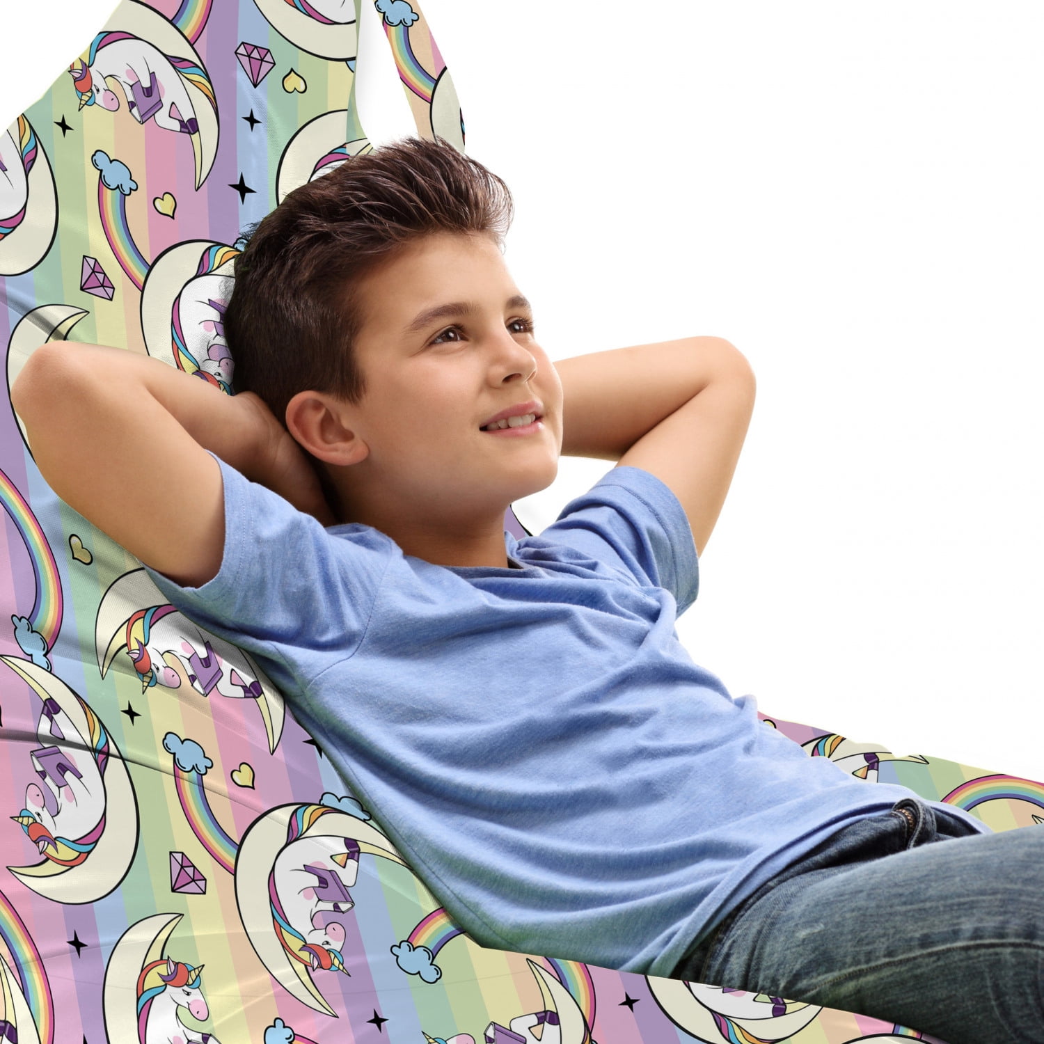 Rainbow Lounger Chair Bag, Bookworm Unicorn Multicolor Striped ...