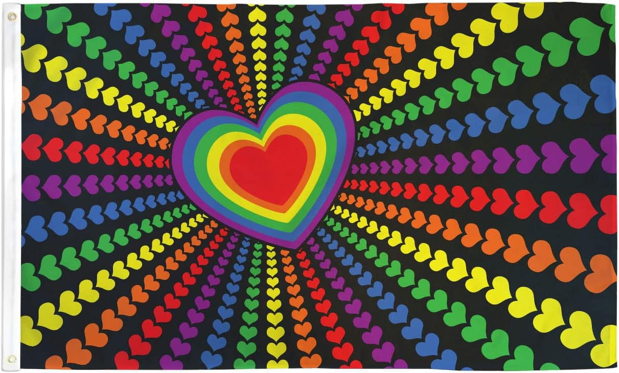 Rainbow Love Flag, 3Ply Polyester, Heavy Duty, Double Sided Rainbow ...