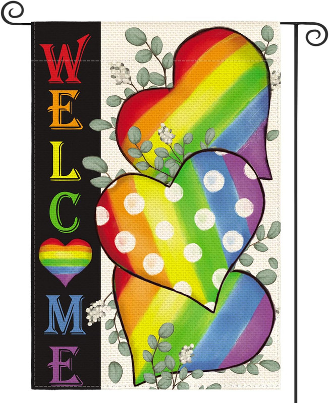 Rainbow Love Heart Pride Garden Flag 12x18 Inch Double Sided Outside ...