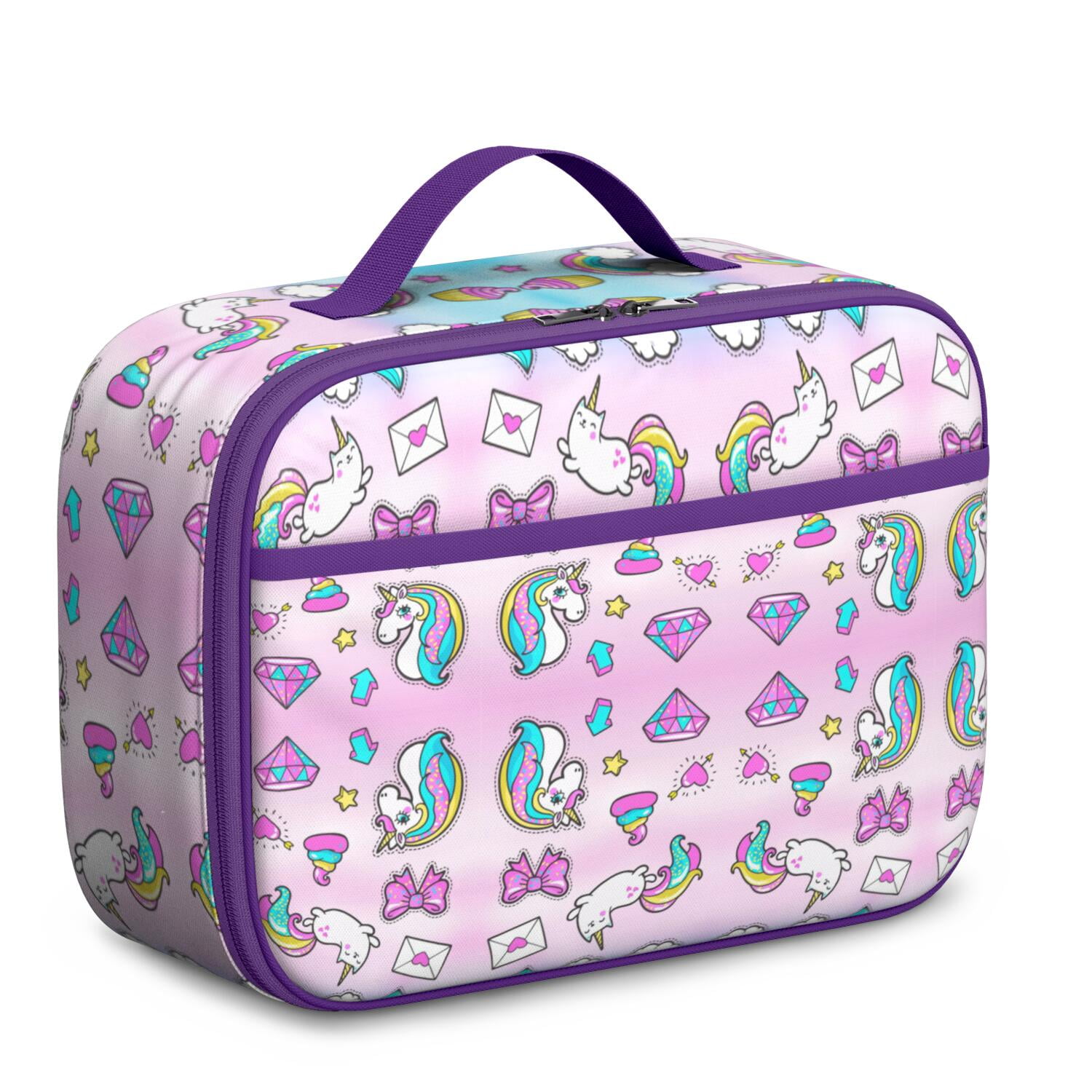 Rainbow Lunch Bag – Cute Unicorn Sleeping on Clouds Insulated Lunch Box for Preschool and ...