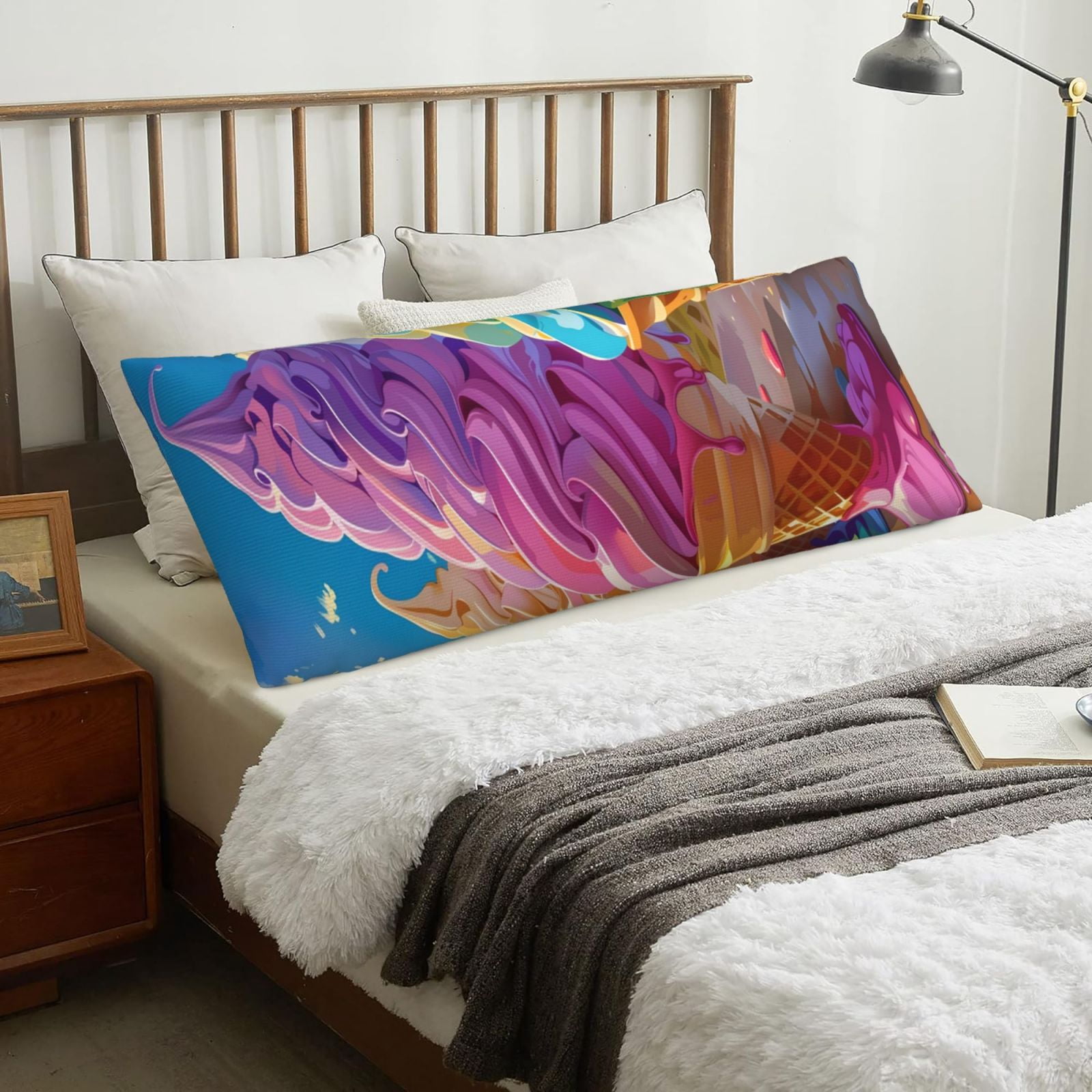 Rainbow Melting Ice Cream Body Pillow Cover - Super Soft Body Pillow ...
