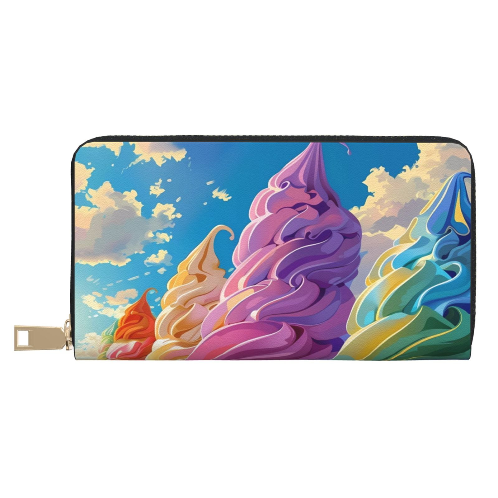 Rainbow Melting Ice Cream Wallet Women, Leather Bifold Multi Card ...