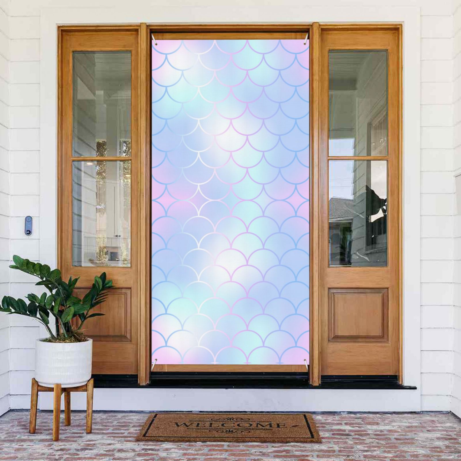 Rainbow Mermaid Scale Door Cover Decoration Backdrop Banner Flag ...
