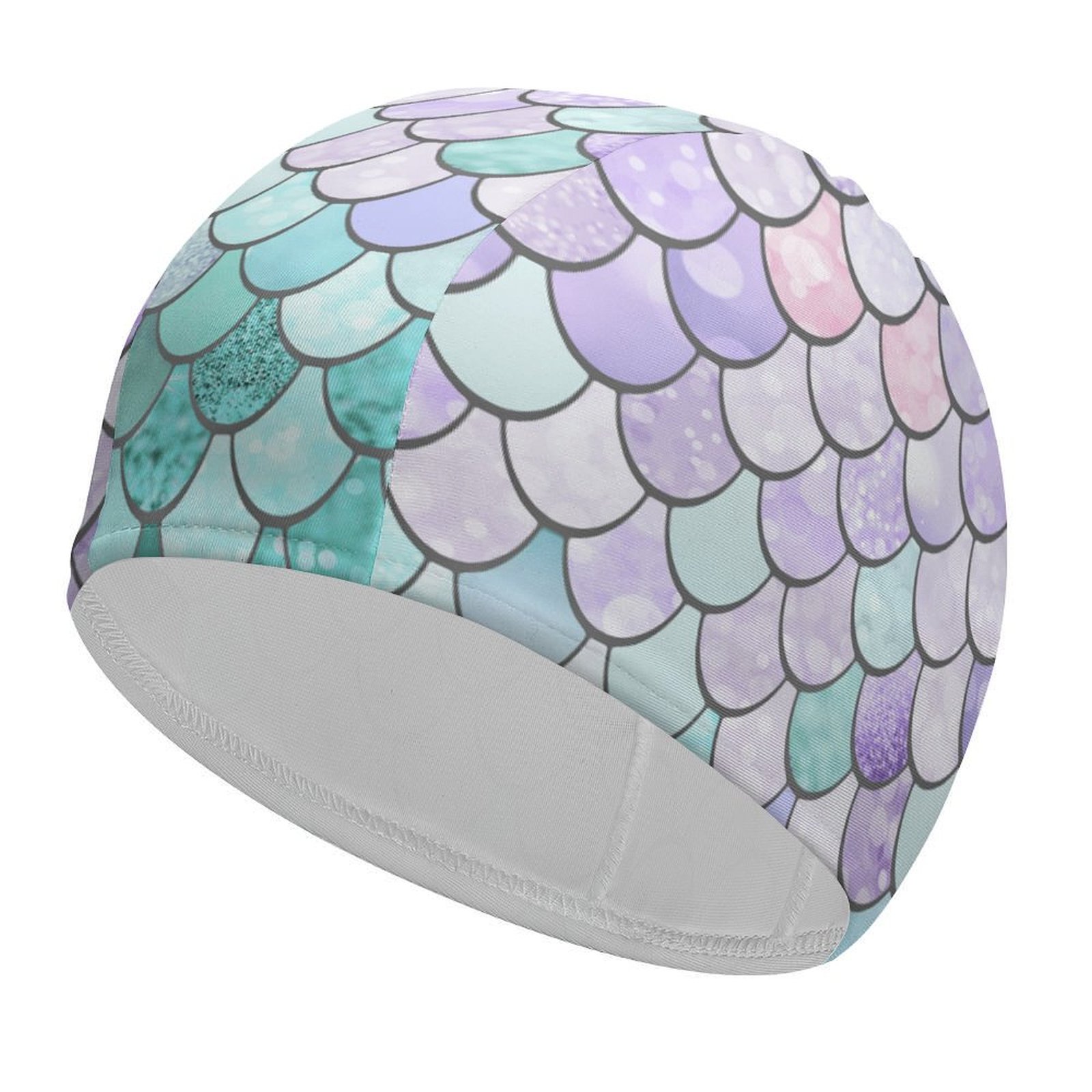 Rainbow Mermaid Scale Swim Cap Adult Swimming Hat for Women Men Long ...
