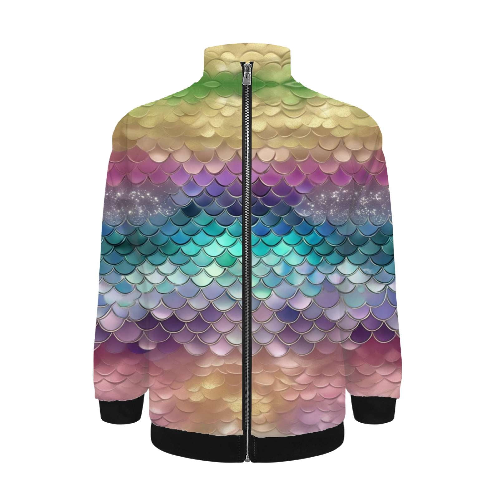 Rainbow Mermaid Scales Print Jacket Men's Street Cool Long Sleeves Coat ...