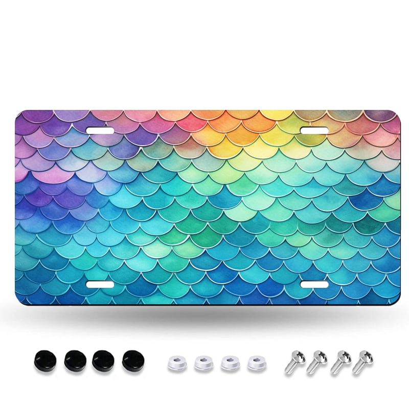 Rainbow Mermaid Scales Each Scale with Unique Color License Plate Frame ...