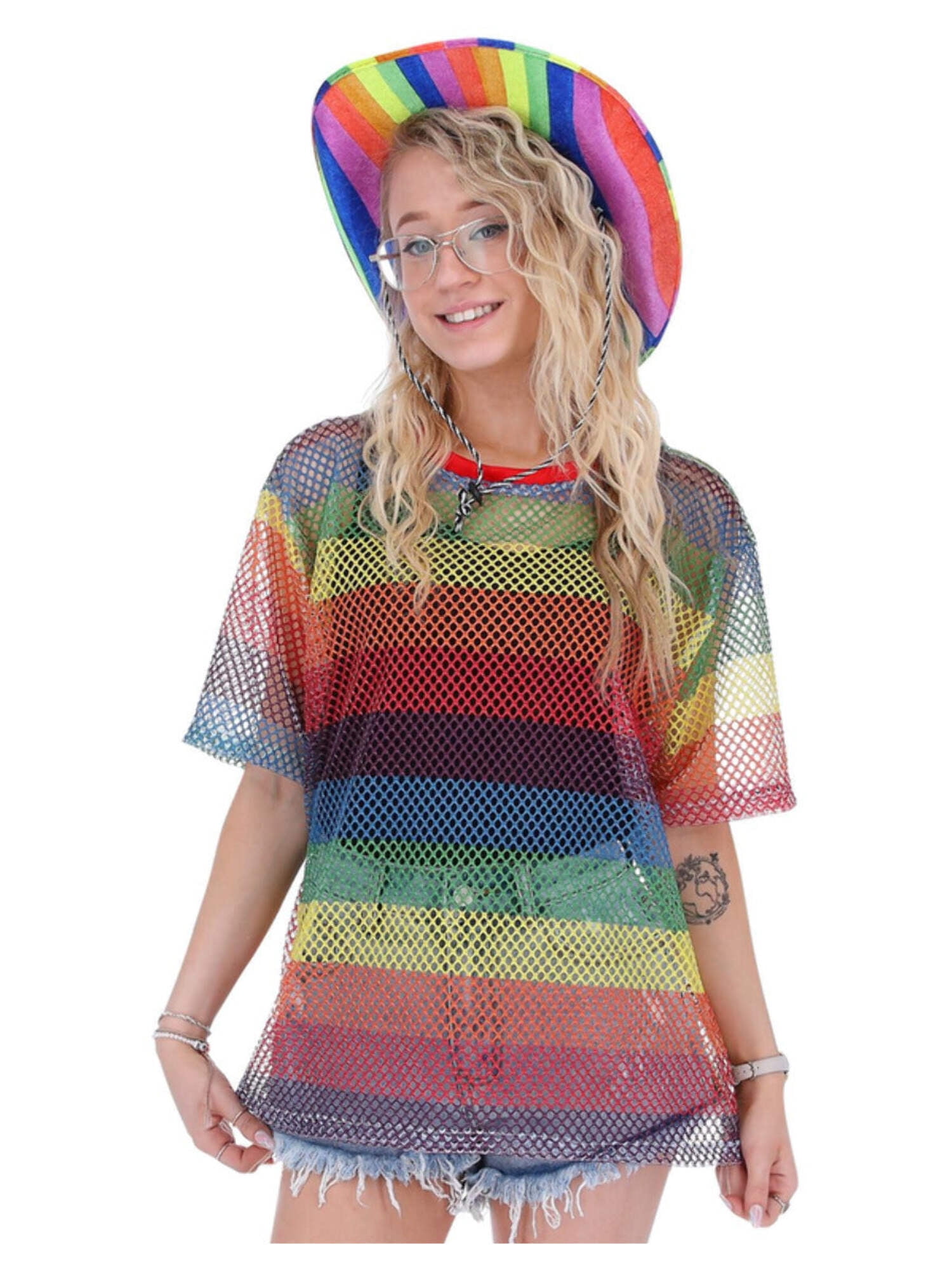 Rainbow Mesh Top T Shirt Pride - Walmart.com