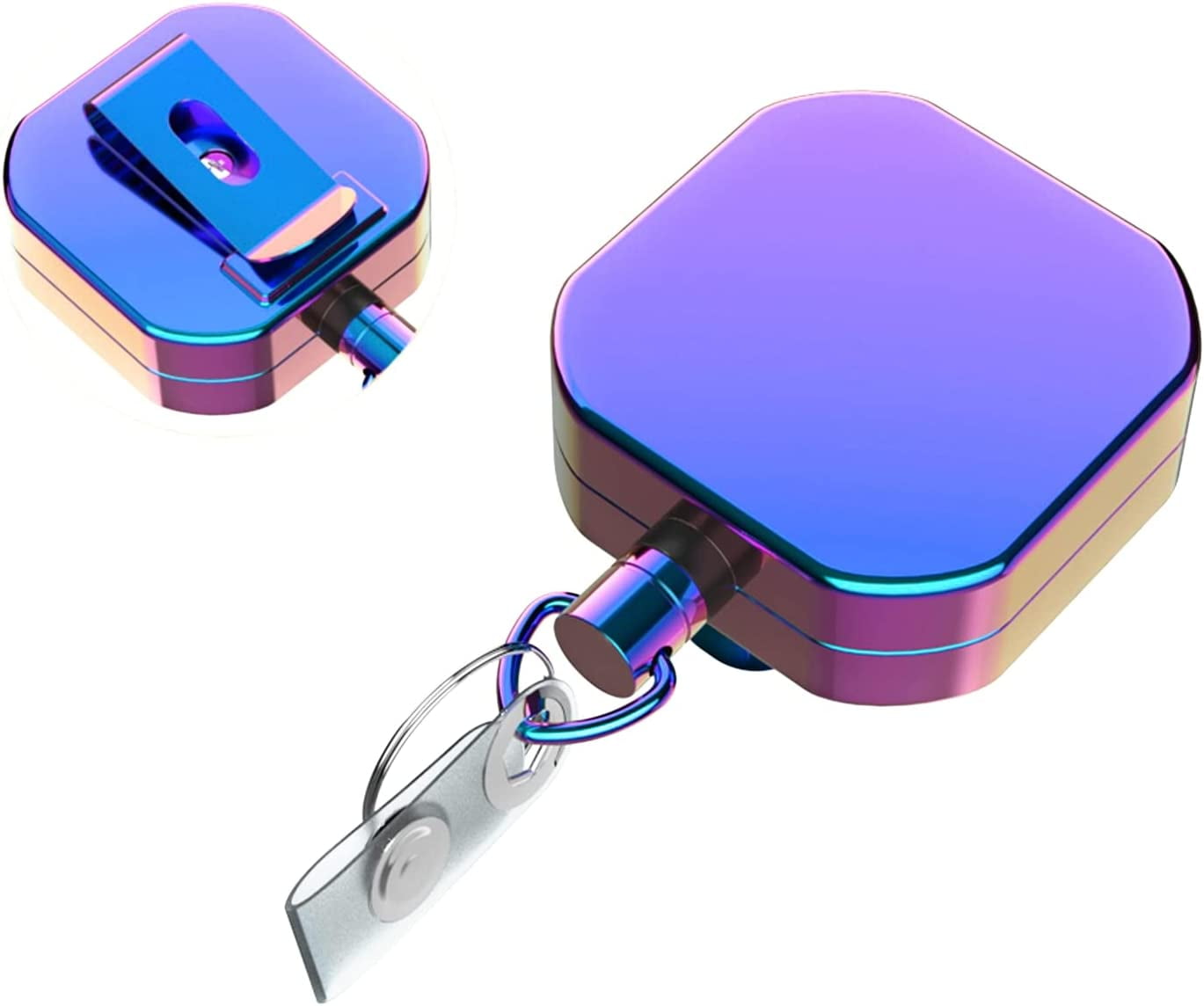 Rainbow Metal Retractable Keychain Badge Holder- Heavy Duty Tactical ID ...