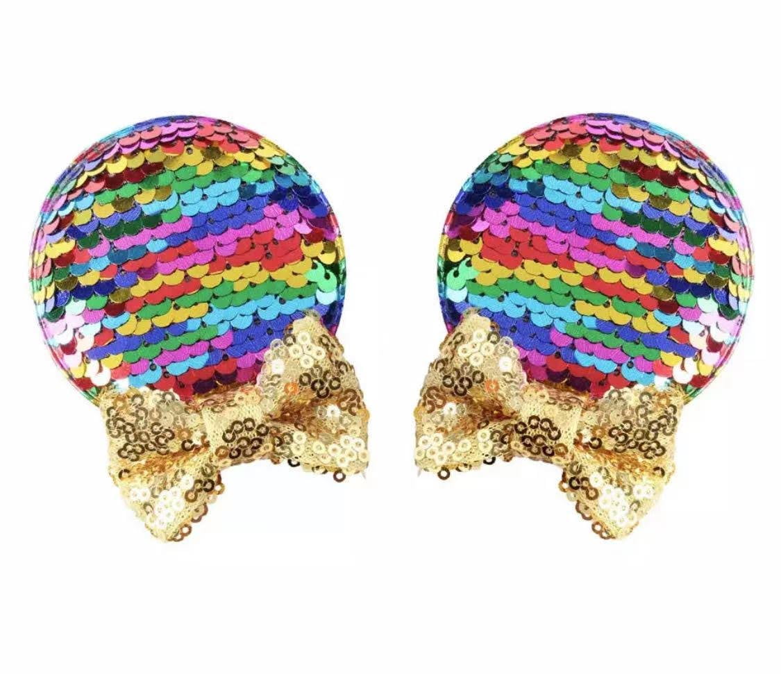 Rainbow Minnie Ears Hair Clip, Rainbow Minnie Ear Clips, Rainbow Mickey ...