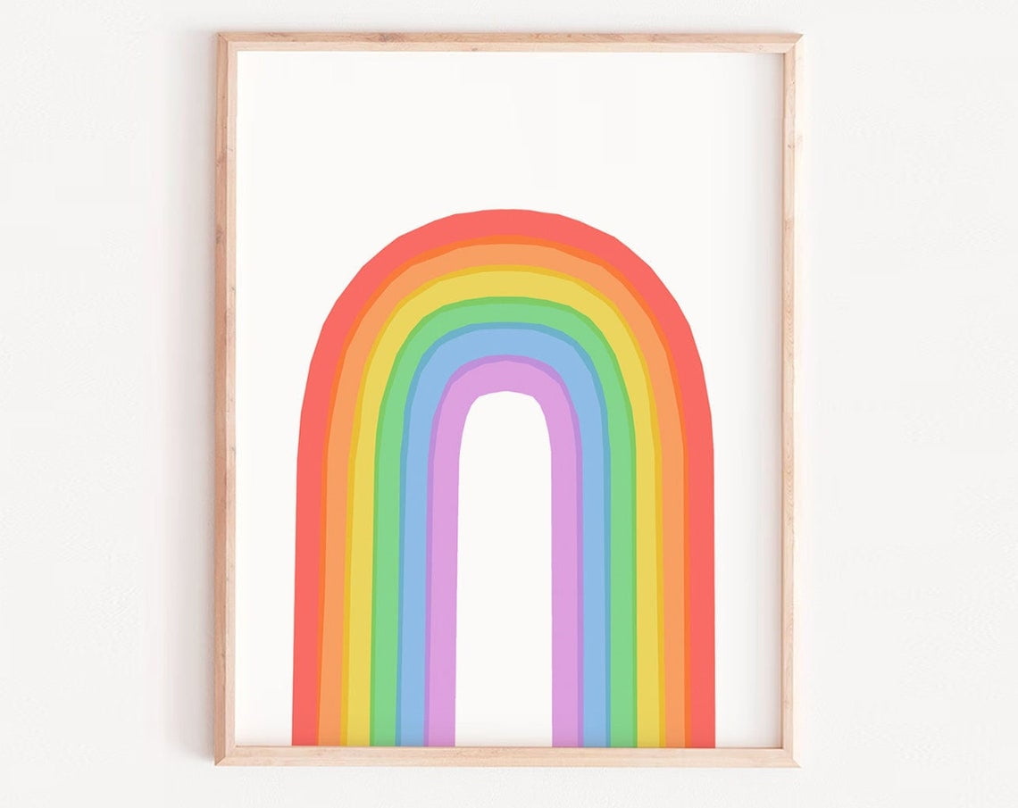 Rainbow Modern Print, Rainbow Art Print, Nursery Wall Art, Kids Wall ...