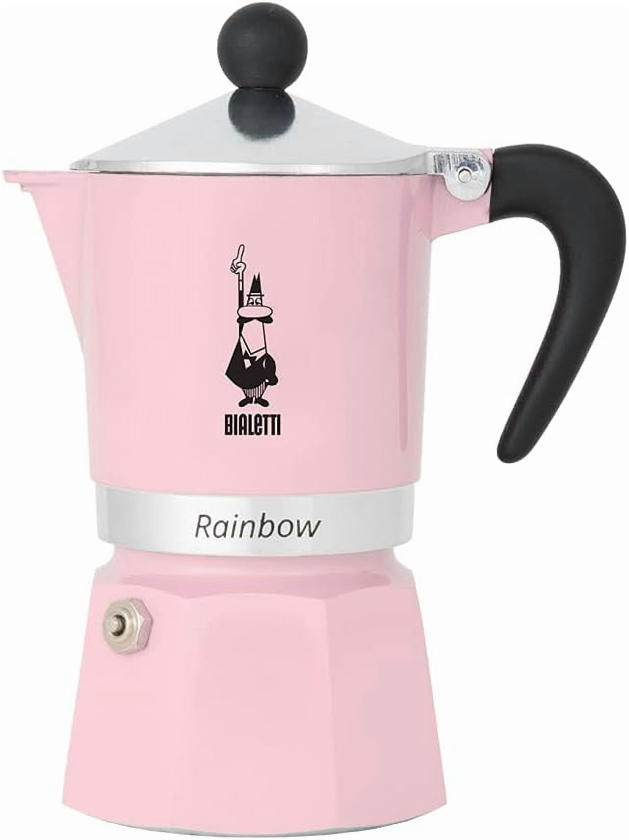 Rainbow Moka Pot – 3 Cup Espresso Maker With Safety Valve - Pink Primavera Collection- Italian ...