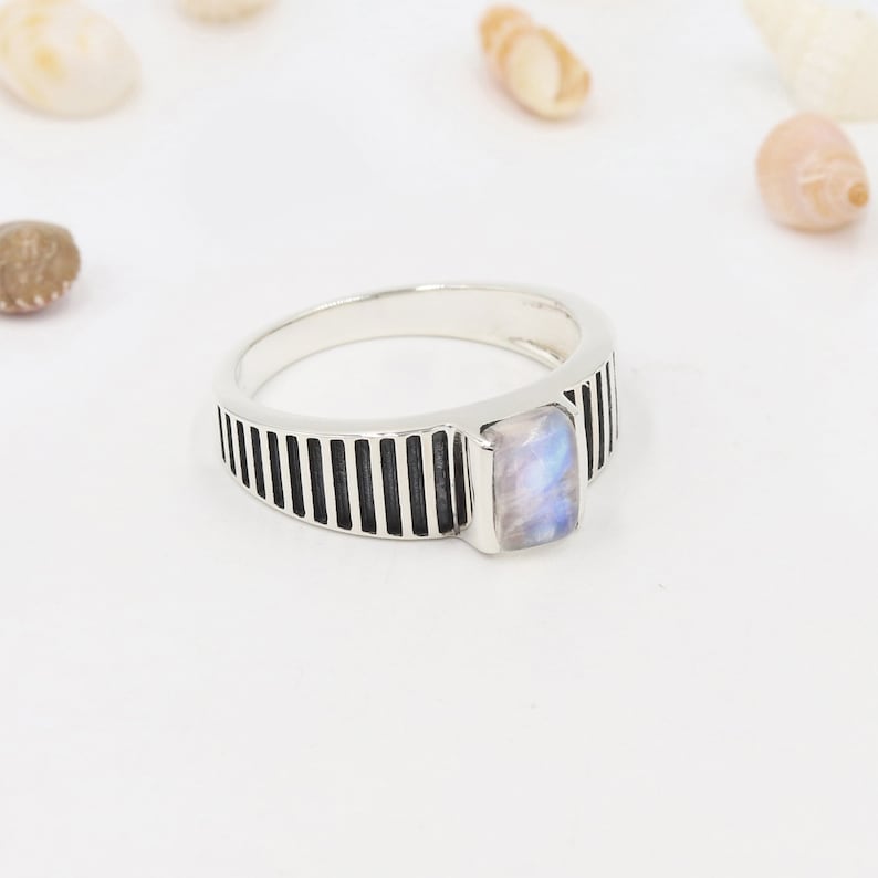 Rainbow Moonstone Ring, Solid Sterling Silver Ring, Moonstone Wedding ...