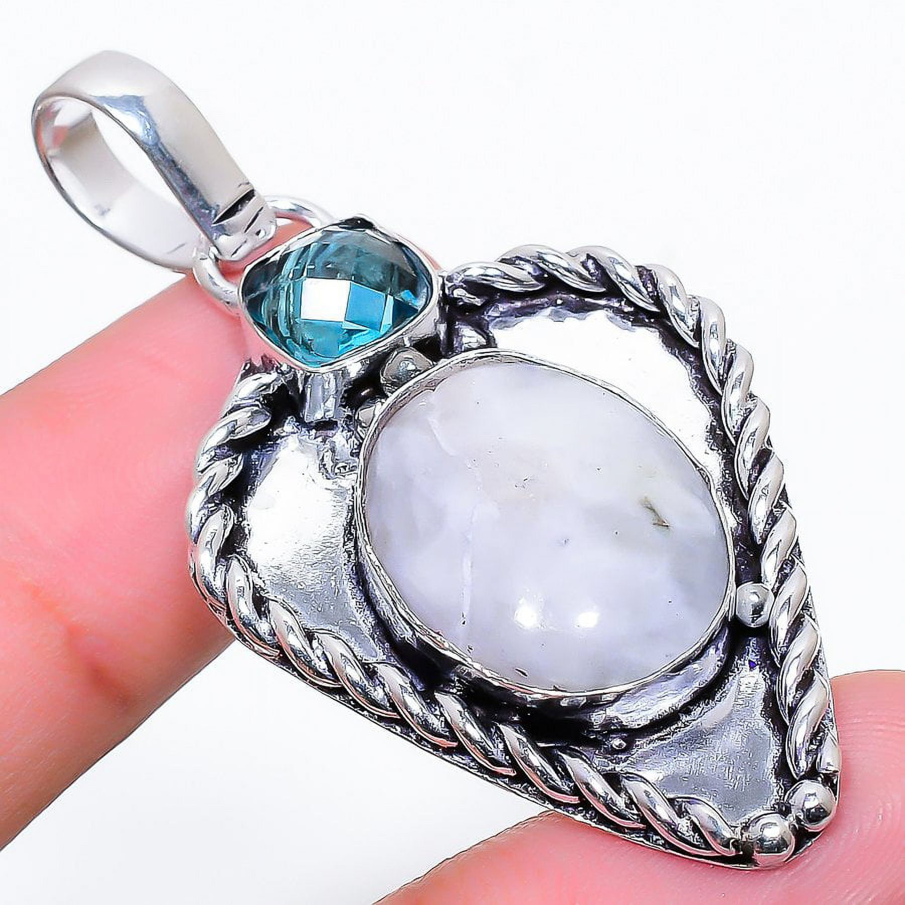 Rainbow Moonstone, Topaz Gemstone 925 Sterling Silver Jewelry Pendant 2 ...