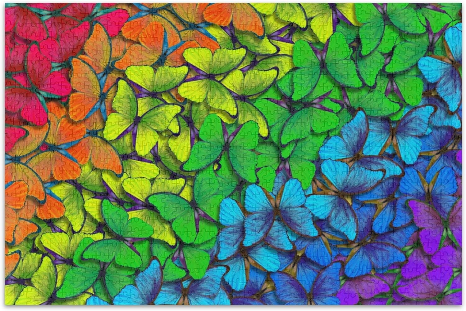 Rainbow Morpho Butterfly Jigsaw Puzzles for Kids Adults 500 Pieces, Fun ...