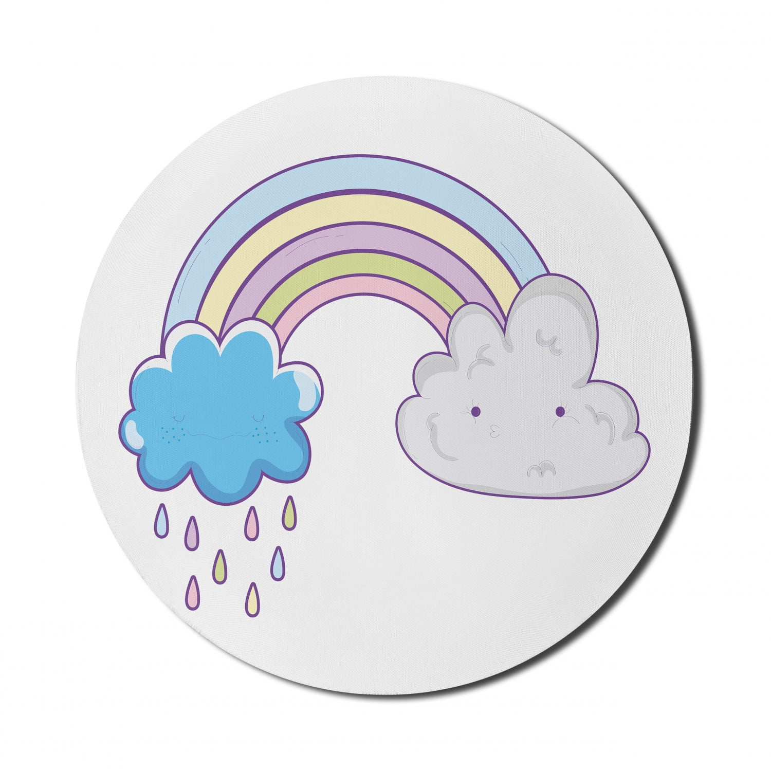 Rainbow Mouse Pad for Computers, Cartoon of Raining Clouds Nursery ...