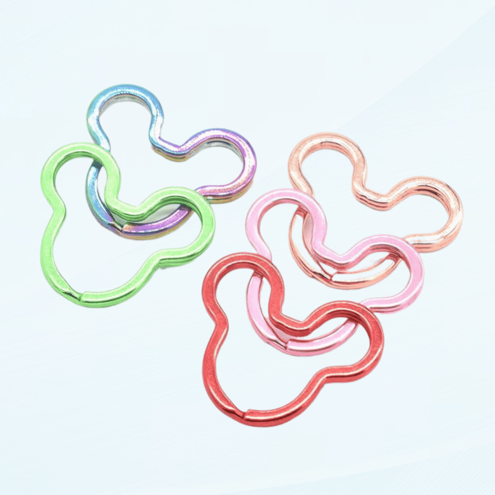 Rainbow Mouse Shape Key Ring 38mm Split Ring Jump Ring Key Chains ...