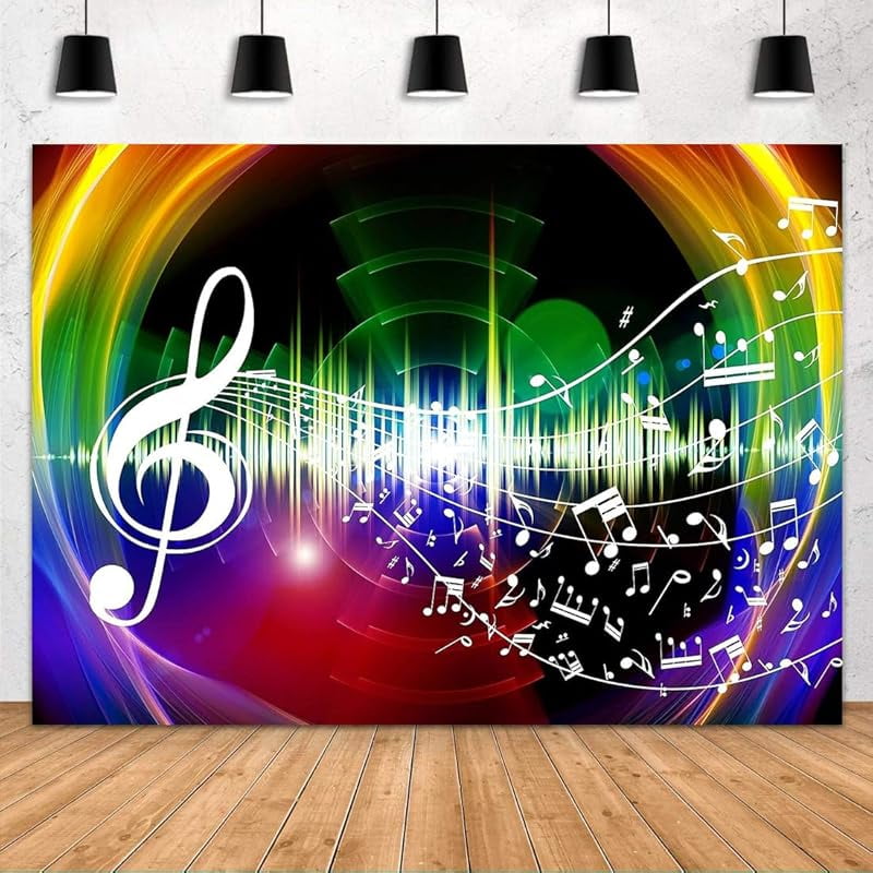 Rainbow Music Backdrop Music Notation Photography Background Theme ...