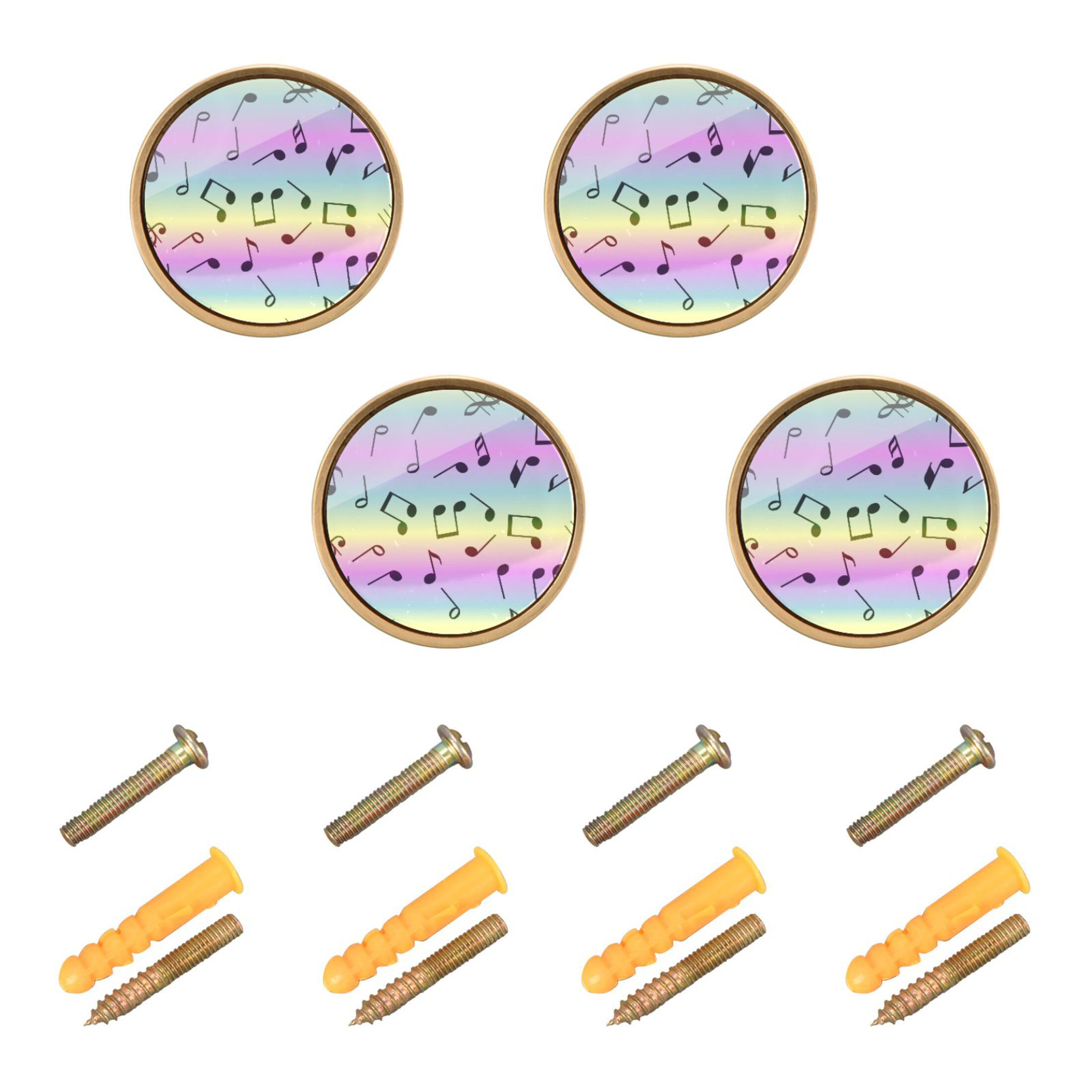 Rainbow Music Notes Cabinet Knobs Kitchen Drawers Knobs Door Round ...