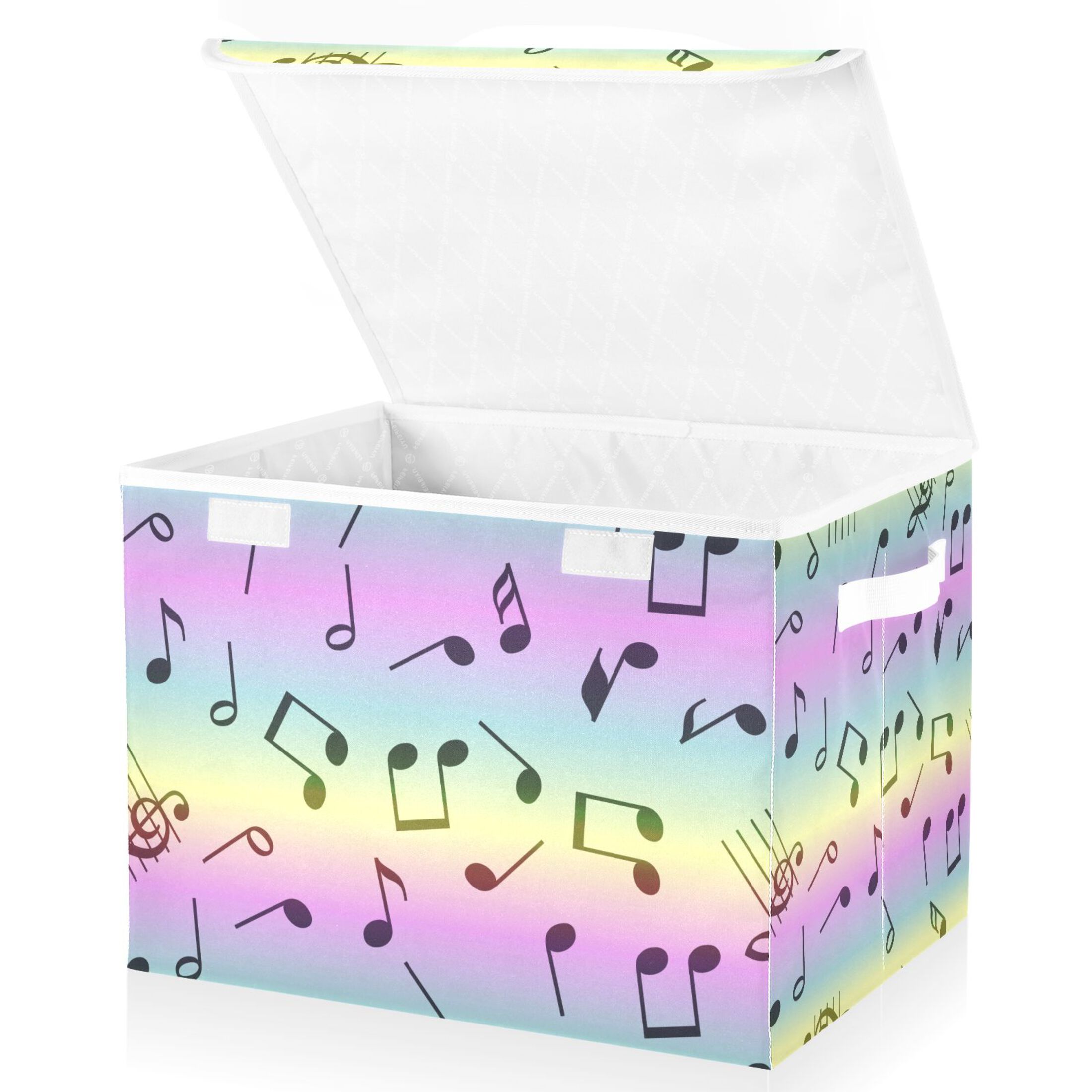 Rainbow Music Notes Large Lidded Storage Bin Foldable Storage Boxes ...