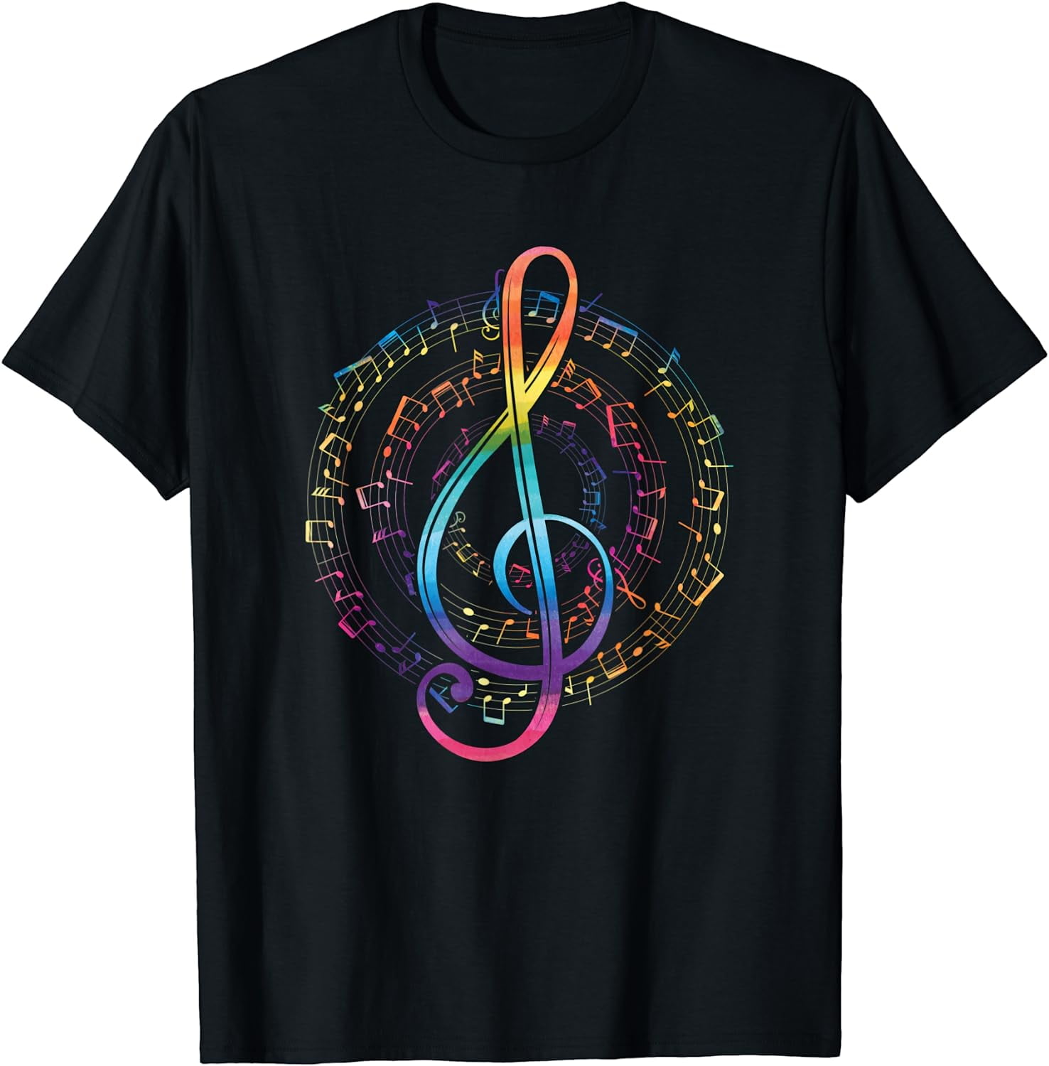 Rainbow Music Notes Treble Clef T-Shirt - Walmart.com