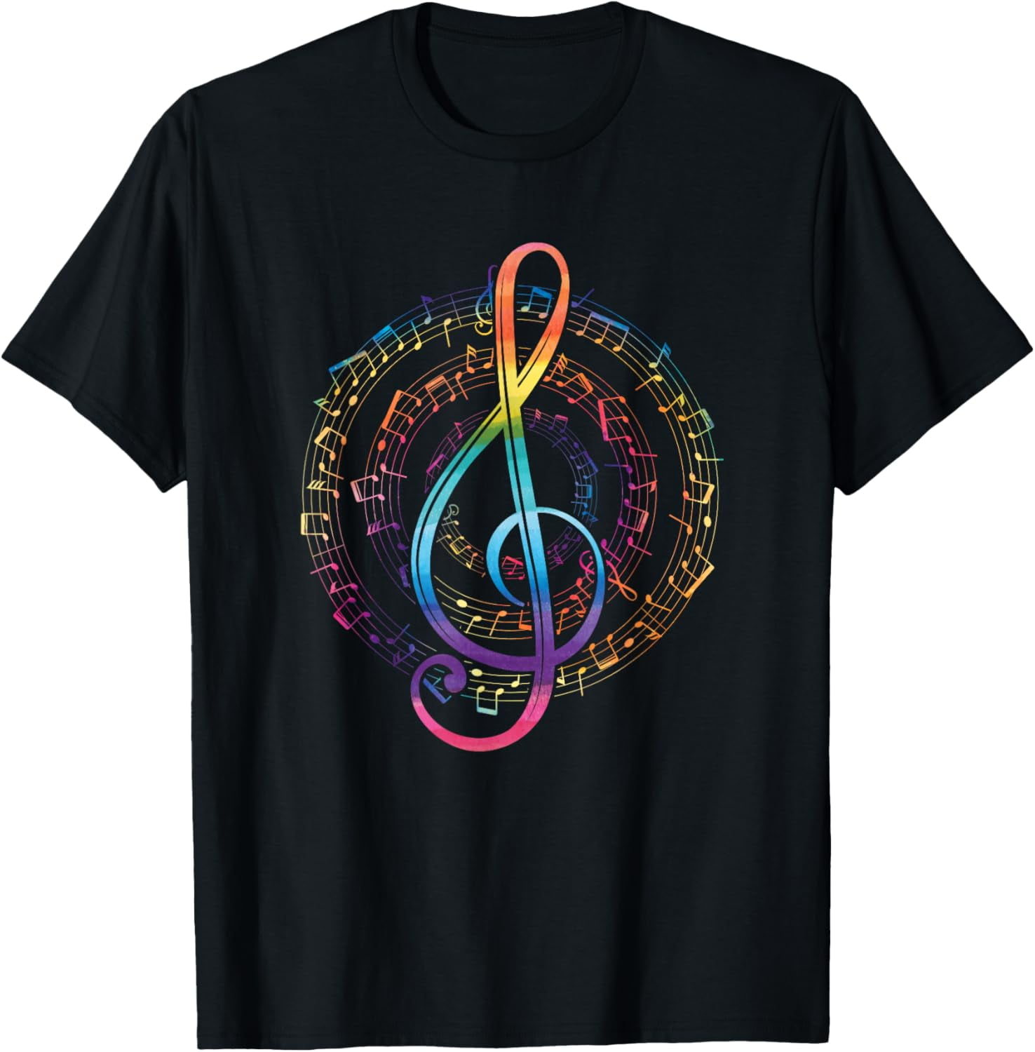 Rainbow Music Notes Treble Clef T-Shirt - Walmart.com