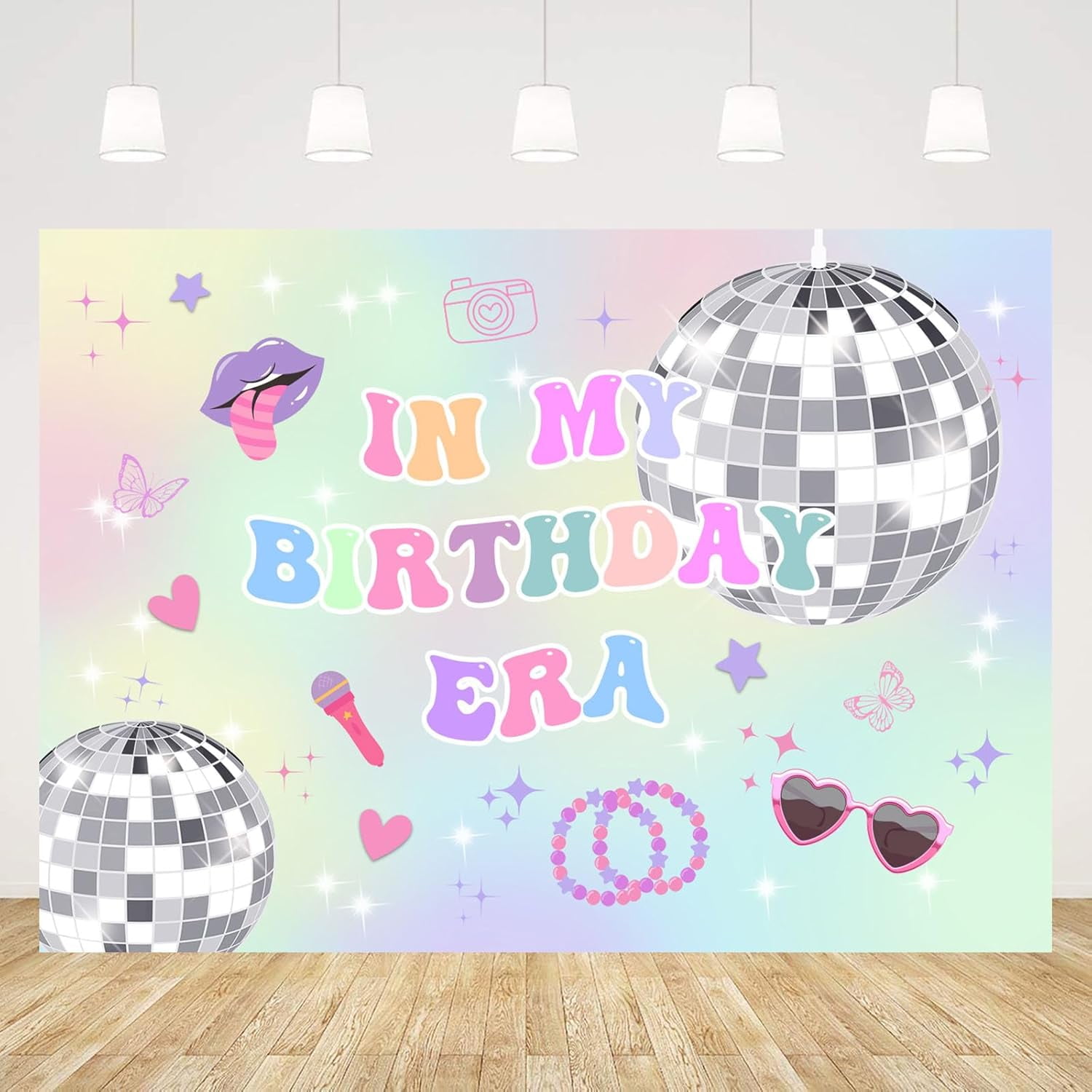 Rainbow in My Birthday Era Backdrop Party Decorations Banner Glitter ...