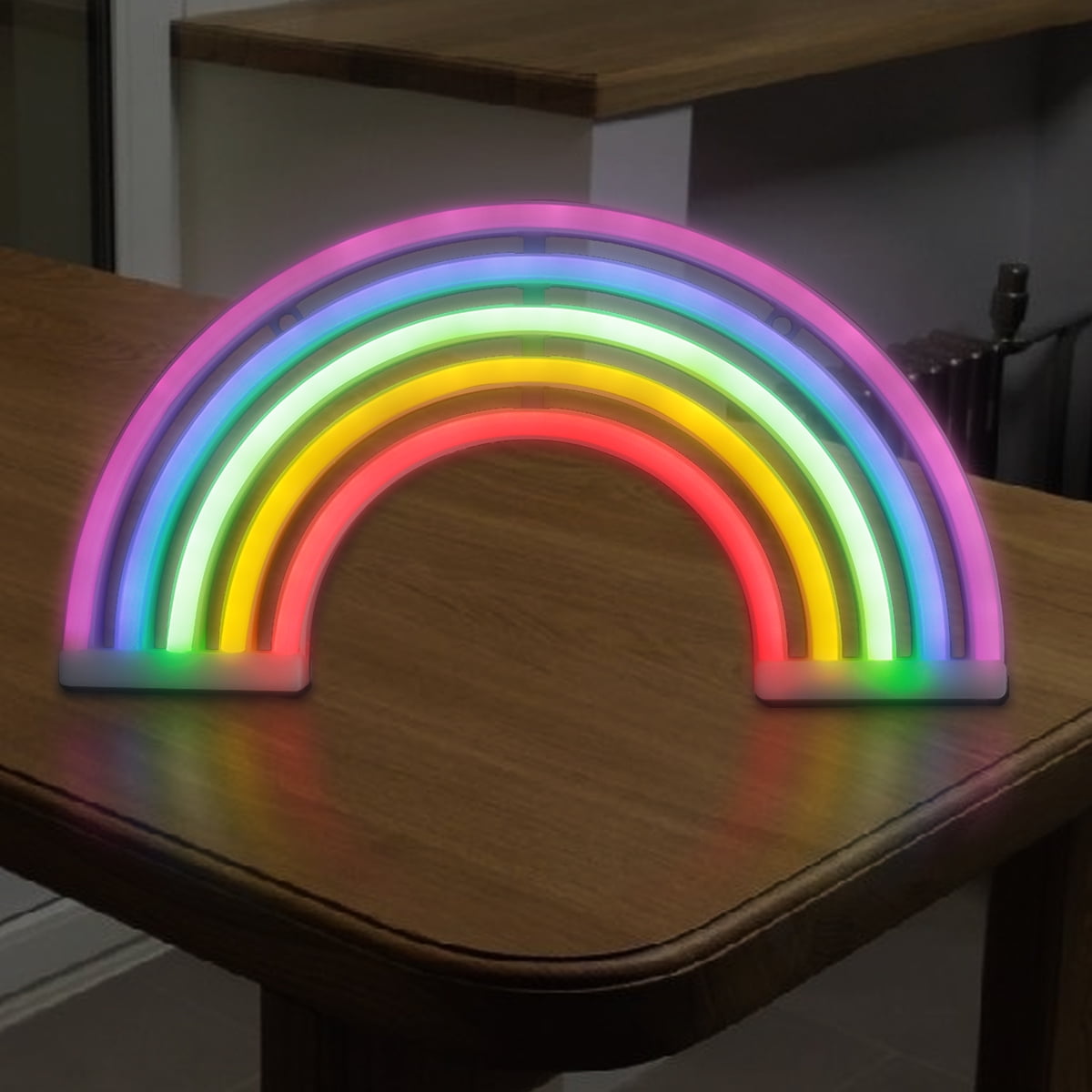 Rainbow Neon Light USB/Battery Powered Rainbow Neon Sign Cute Colorful ...