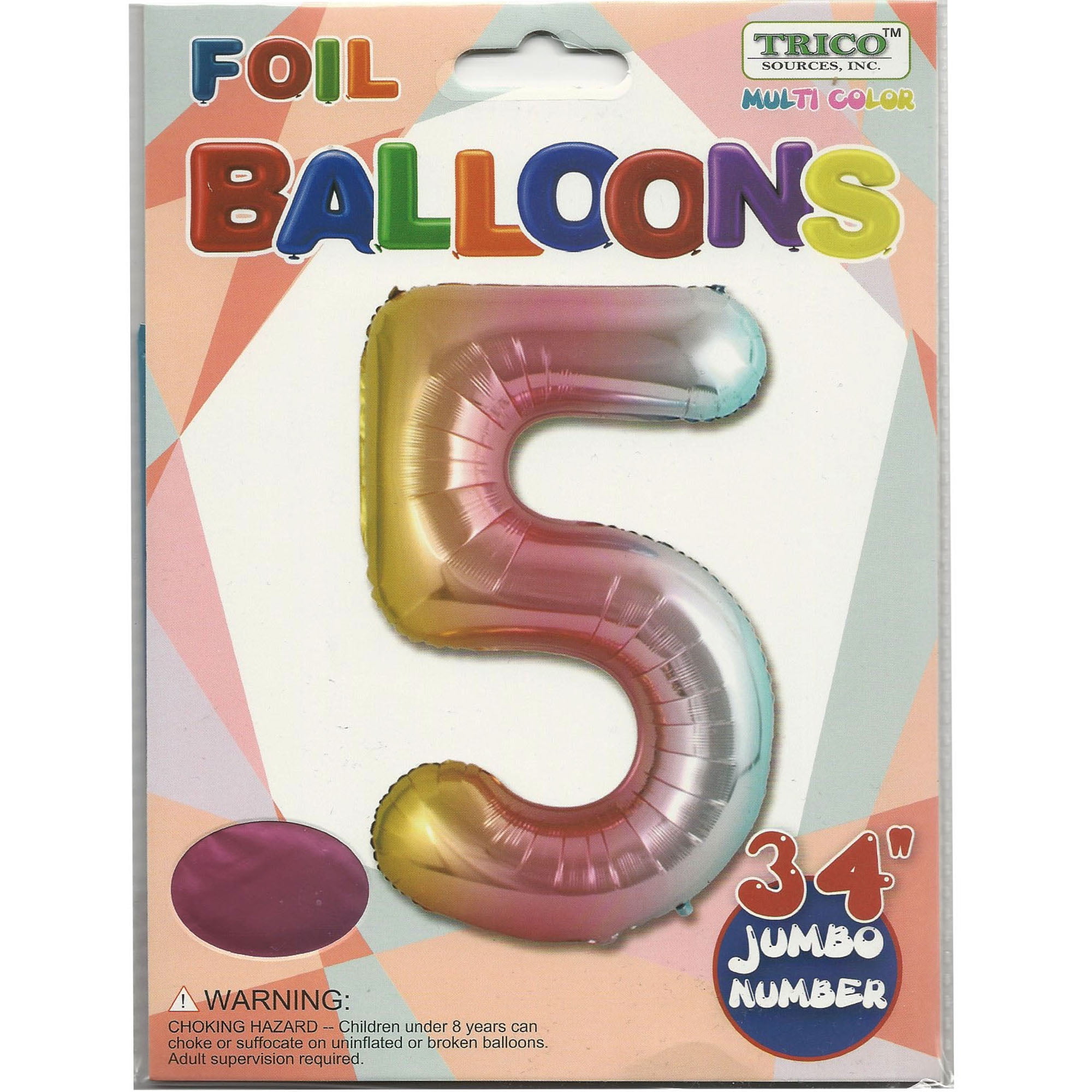 Rainbow Number 5 Balloon 34" - Walmart.com