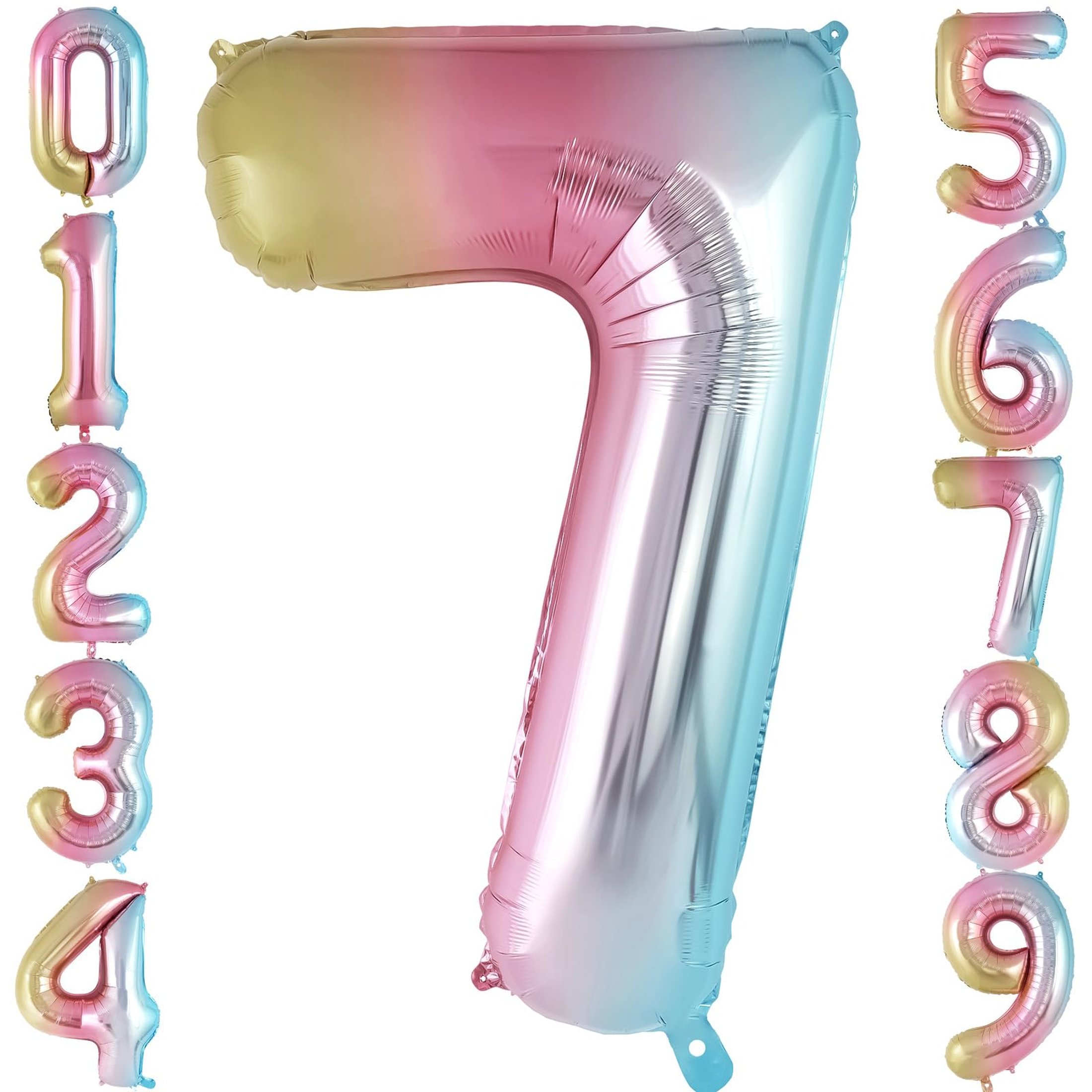 Rainbow Number 7 Giant Balloon - 40 Inch Mylar F Balloon for 7th ...
