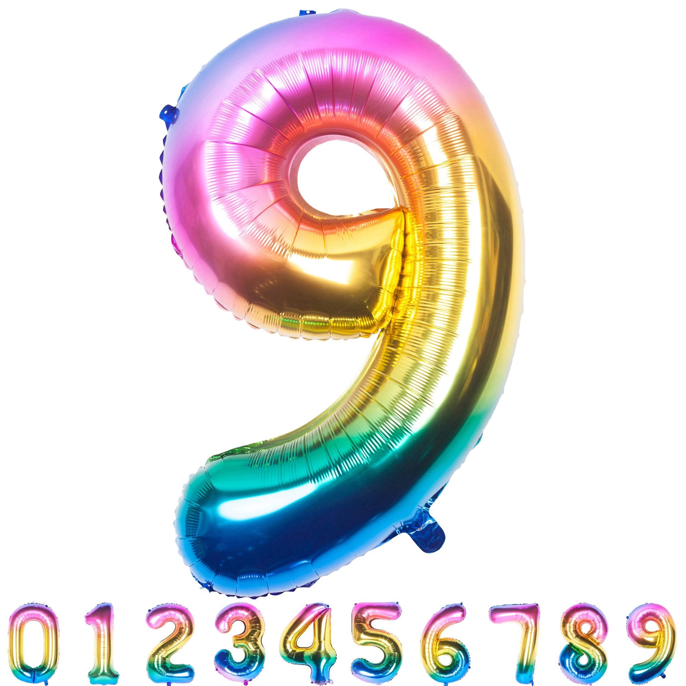 Rainbow Number Burst Balloons - Giant 40" Colorful Party Decorations ...